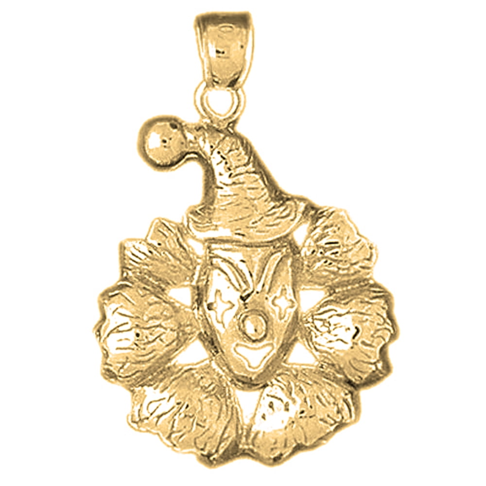 18K Yellow Gold Clown Pendant - 30 mm - Walmart.com