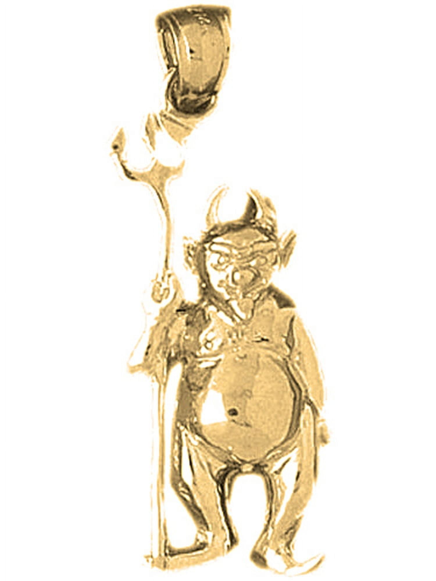 18K Yellow Gold Devil With Pitch Fork Pendant - 33 mm - Walmart ...