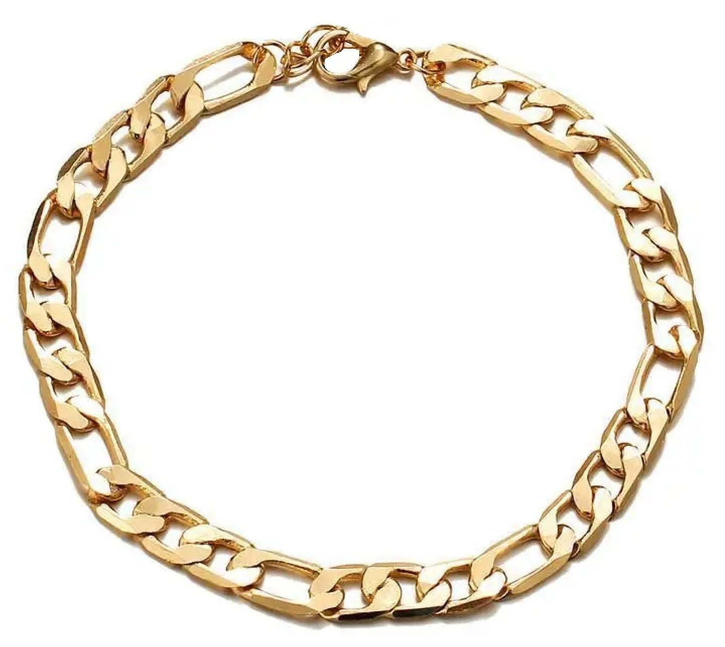 18K Yellow Gold-Plated 8-Inches Figaro Link Italian Design 8mm Wide ...