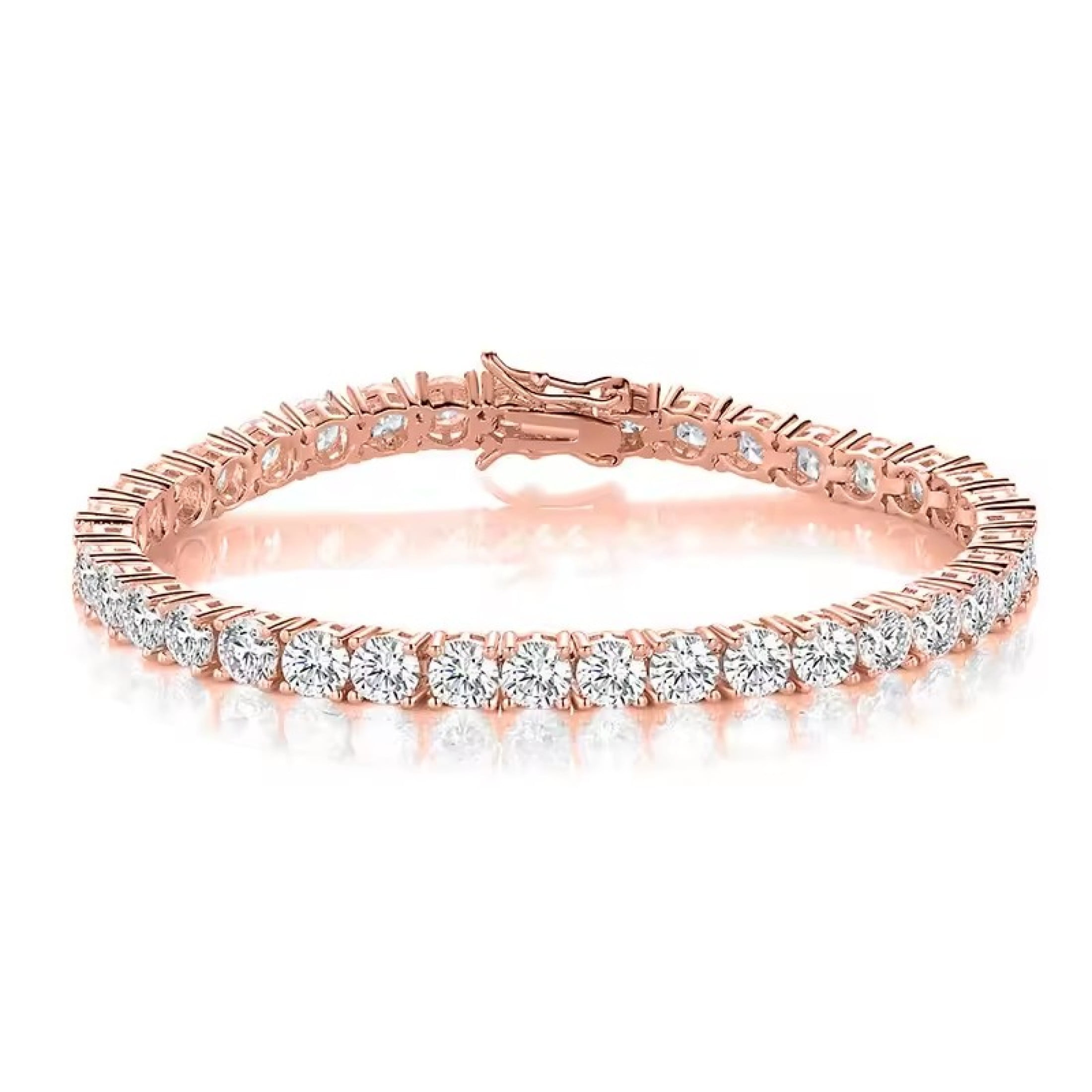 18K Rose Gold Plated Cubic Zirconia Classic Graduation Tennis Bracelet ...
