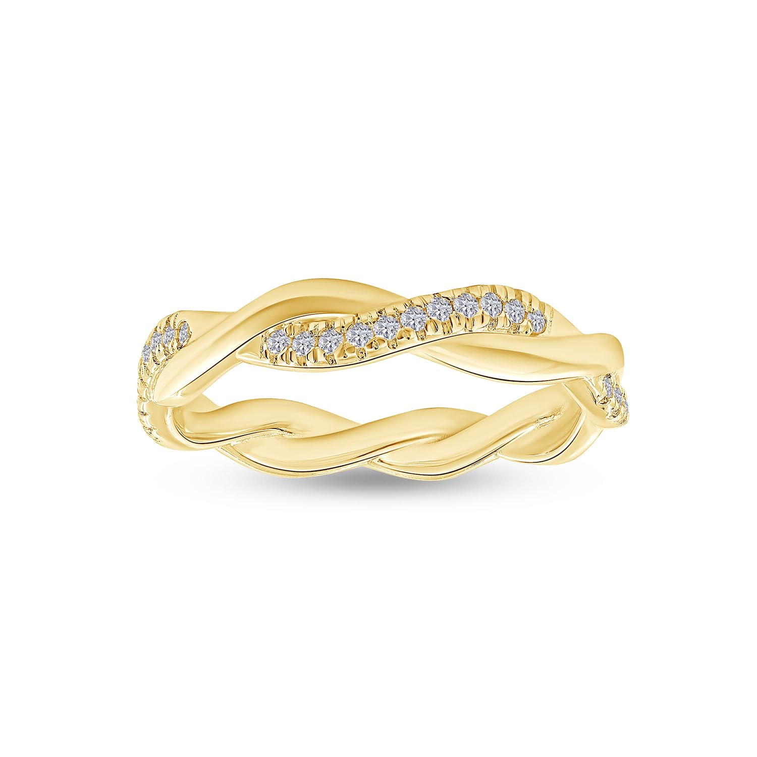 18K Yellow Gold Plated Moissanite Diamond Twisted Rope Eternity Band ...