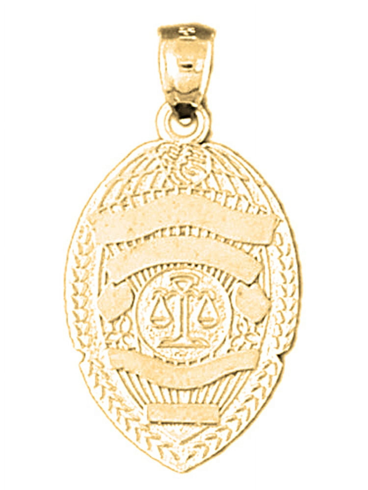 18K Yellow Gold Police Badge Pendant - 30 mm - Walmart.com