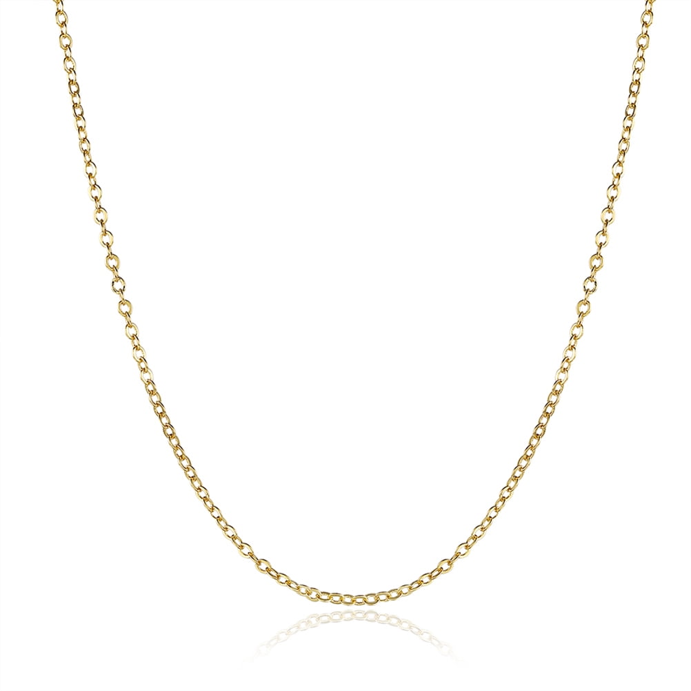 18K Yellow Gold Round Cable Chain Pendant Necklace - Walmart.com