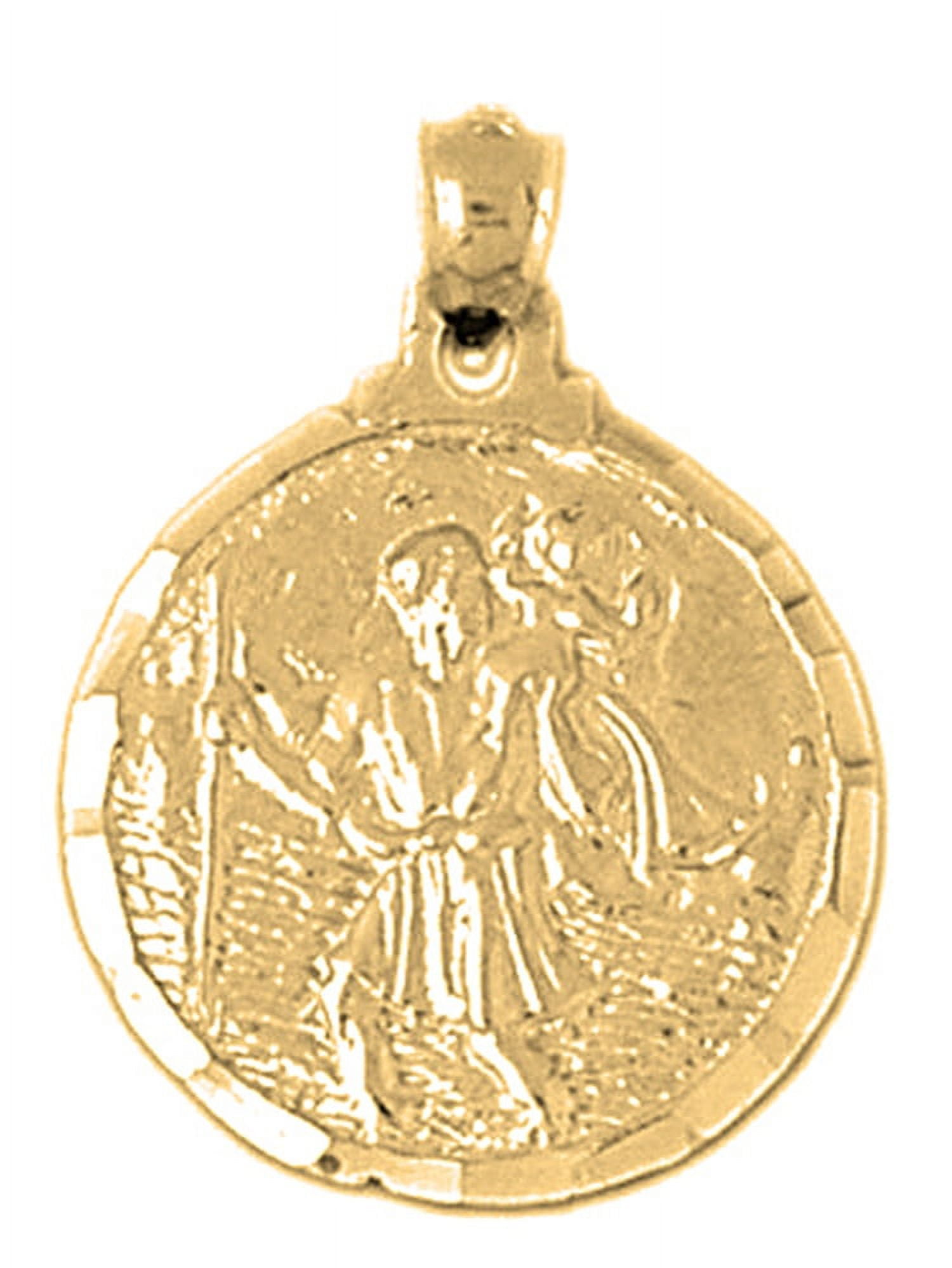 18K Yellow Gold Saint Christopher Pendant - 27 mm - Walmart.com