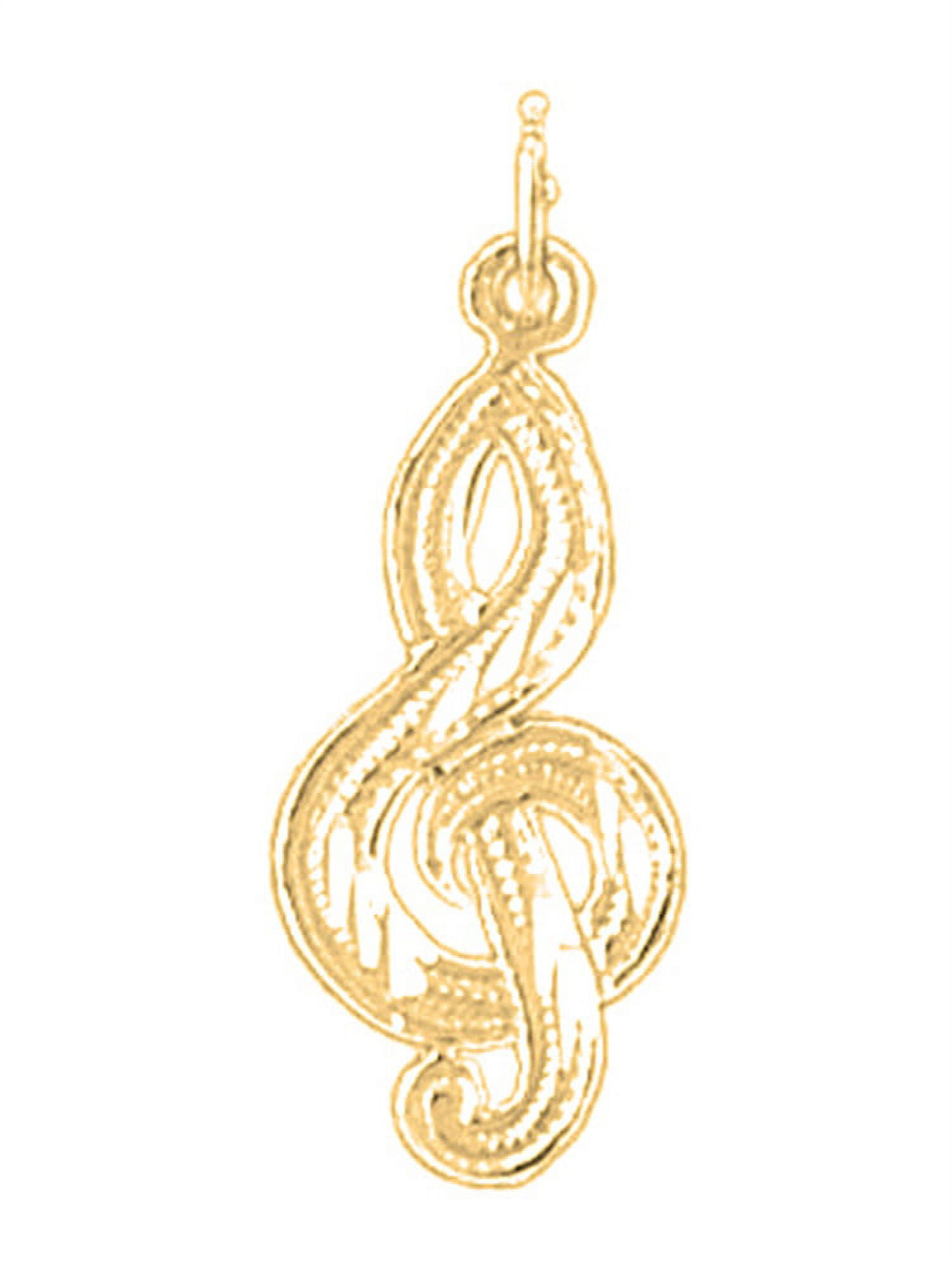 18K Yellow Gold Treble Clef Pendant - 24 mm - Walmart.com