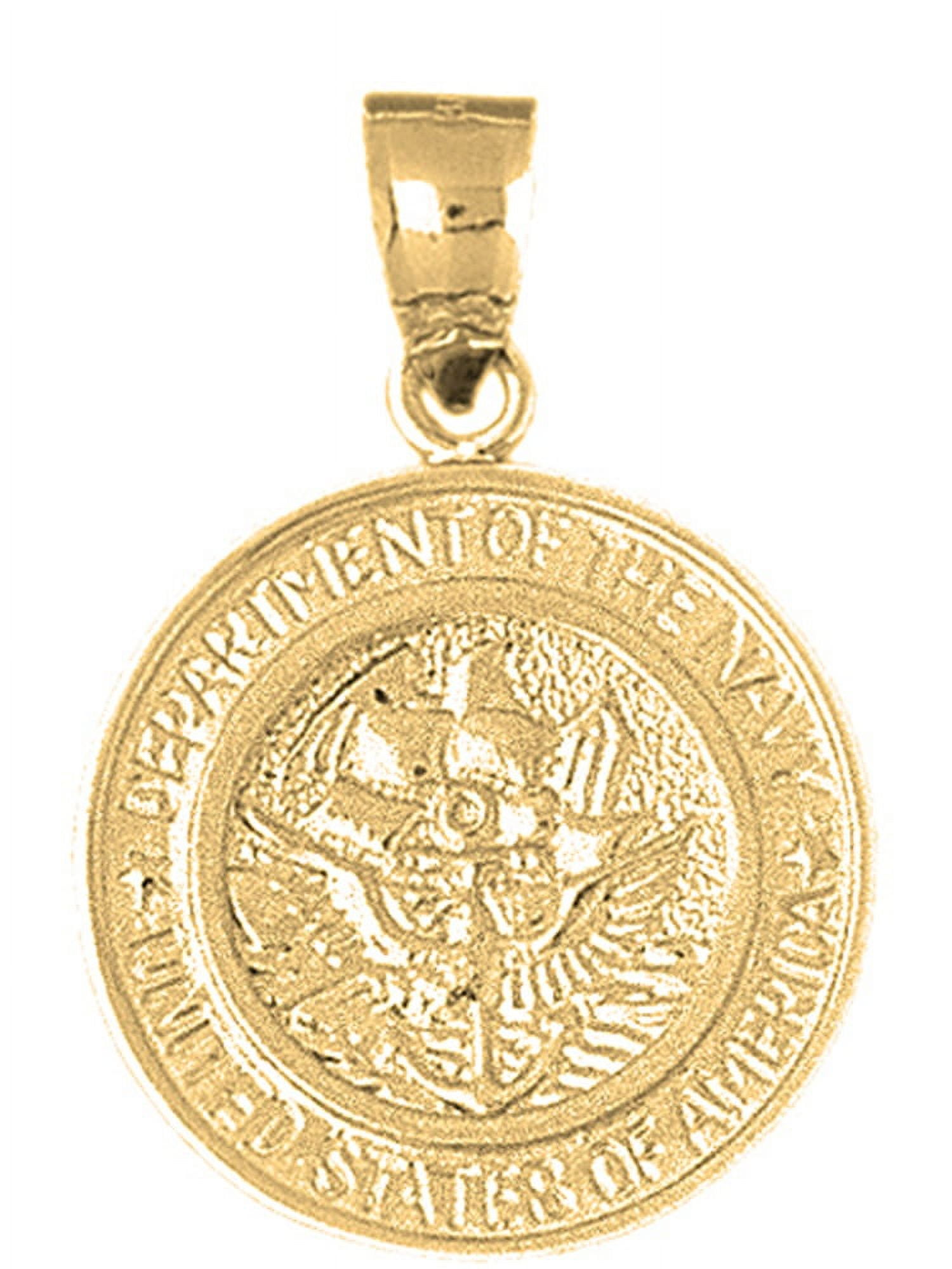 18K Yellow Gold United States Navy Pendant - 39 mm - Walmart.com