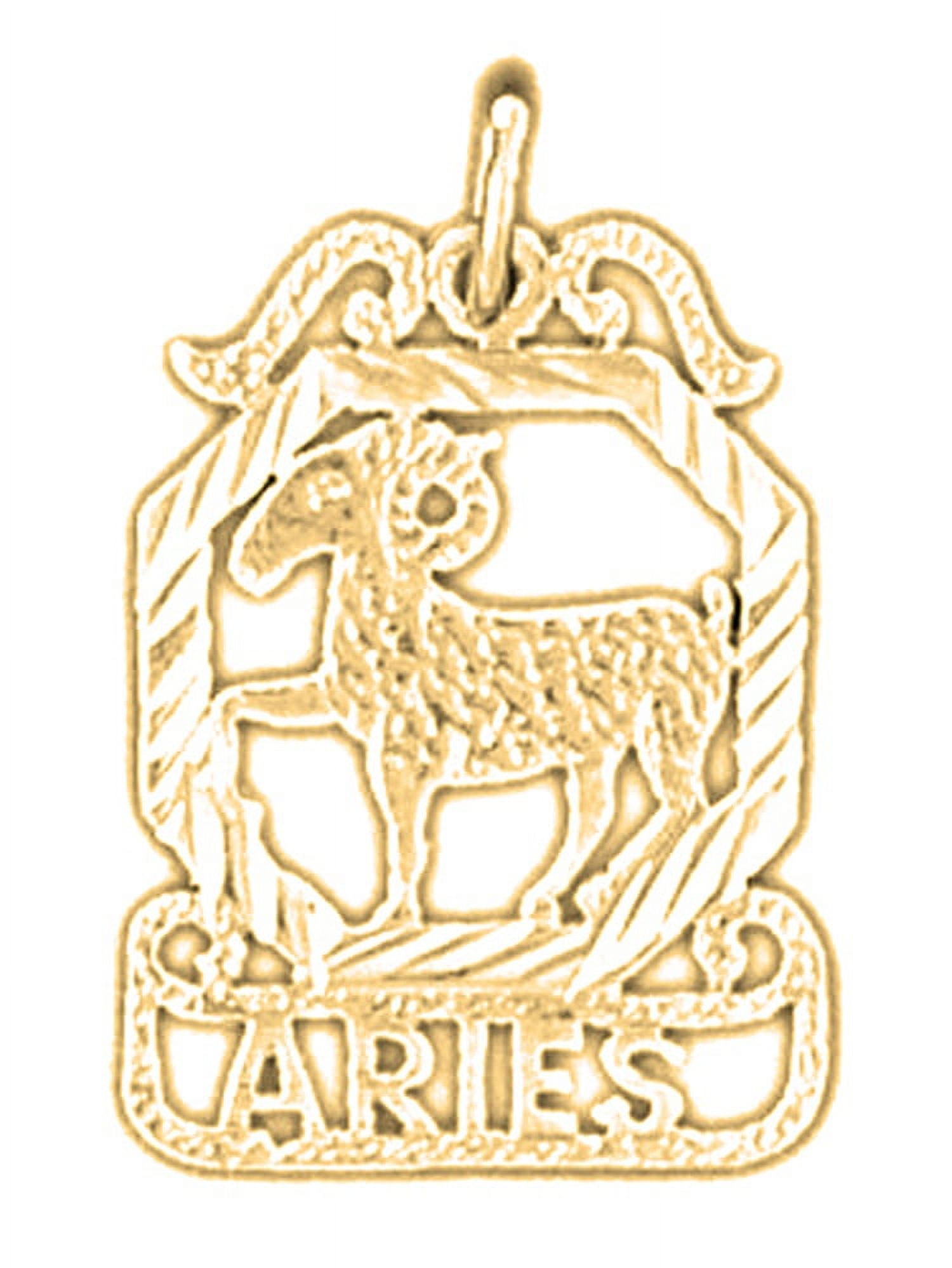 18K Yellow Gold Zodiac - Aries Pendant - 21 mm - Walmart.com