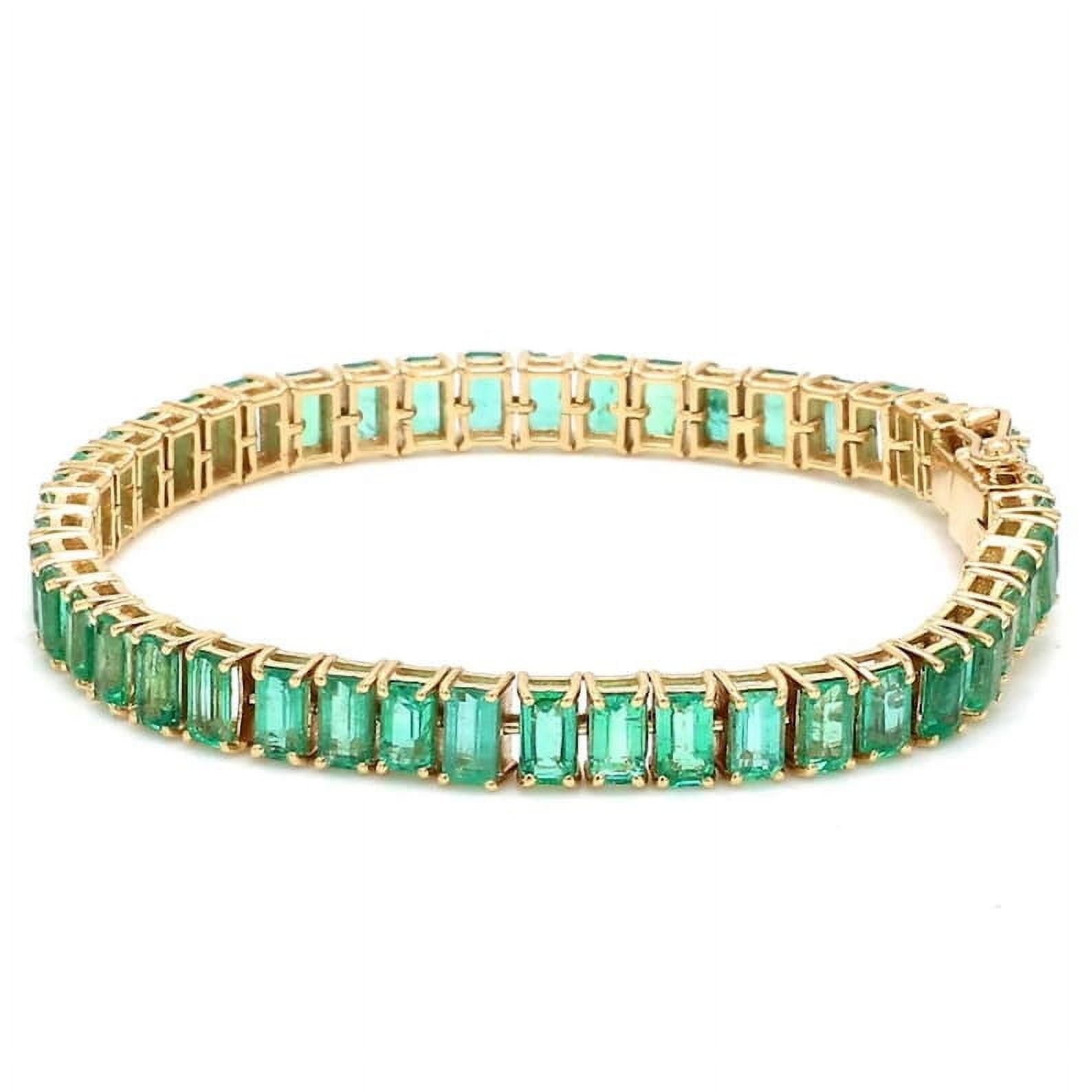 18K gold plated Emerald Baguette Tennis Bracelet,14K Gold Lab Emerald Bracelet Genuine Emerald ...
