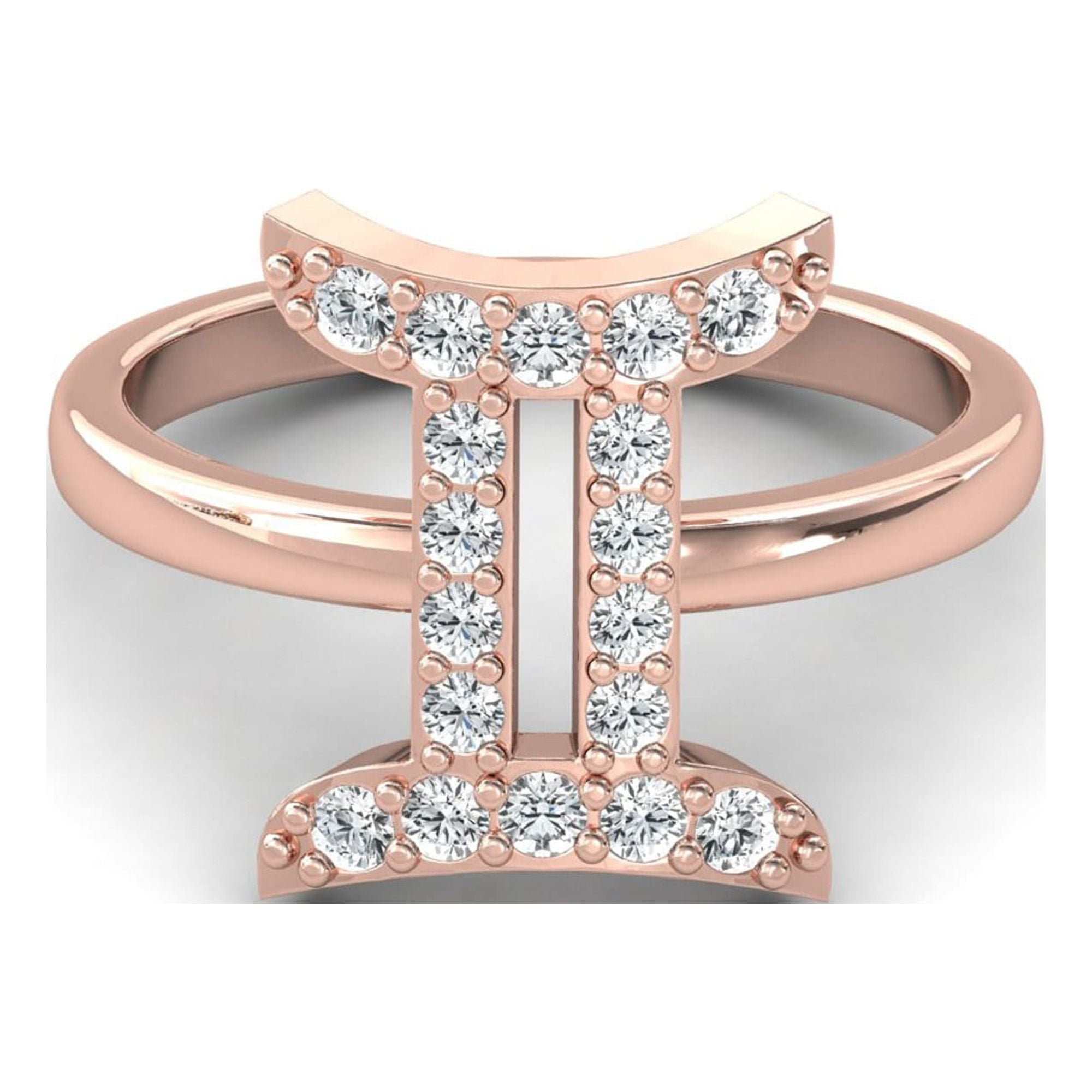 18Kt Solid Gold Gemini Ring, Unique Zodiac Sign Engagement Ring ...