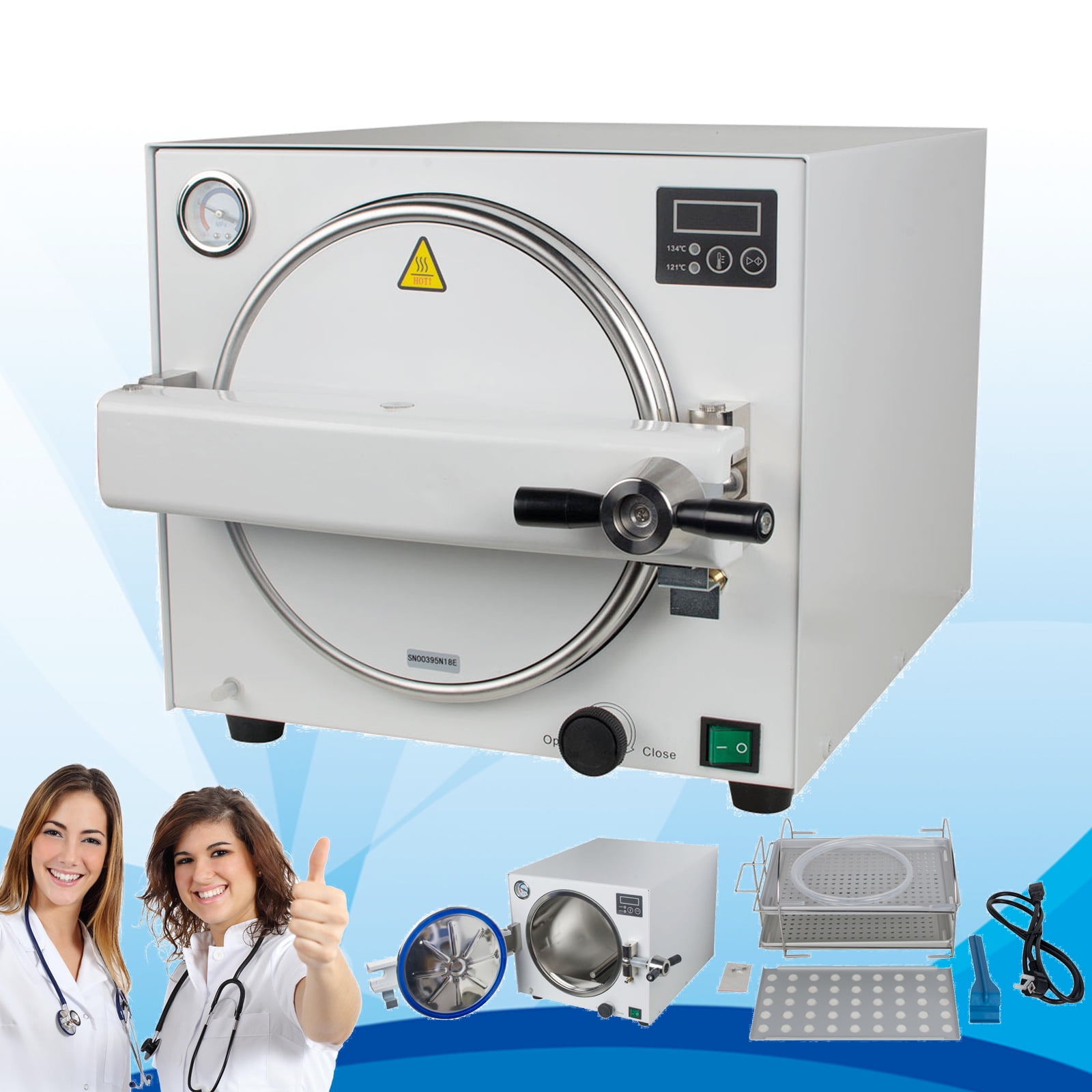 18L-900W Dental Lab Autoclave Sterilizer Equipment, 110V/220V Steam ...