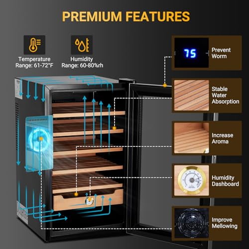 18L Cigar Humidor Cabinet, 120 counts Electric Humidor, cabinet Humidor ...