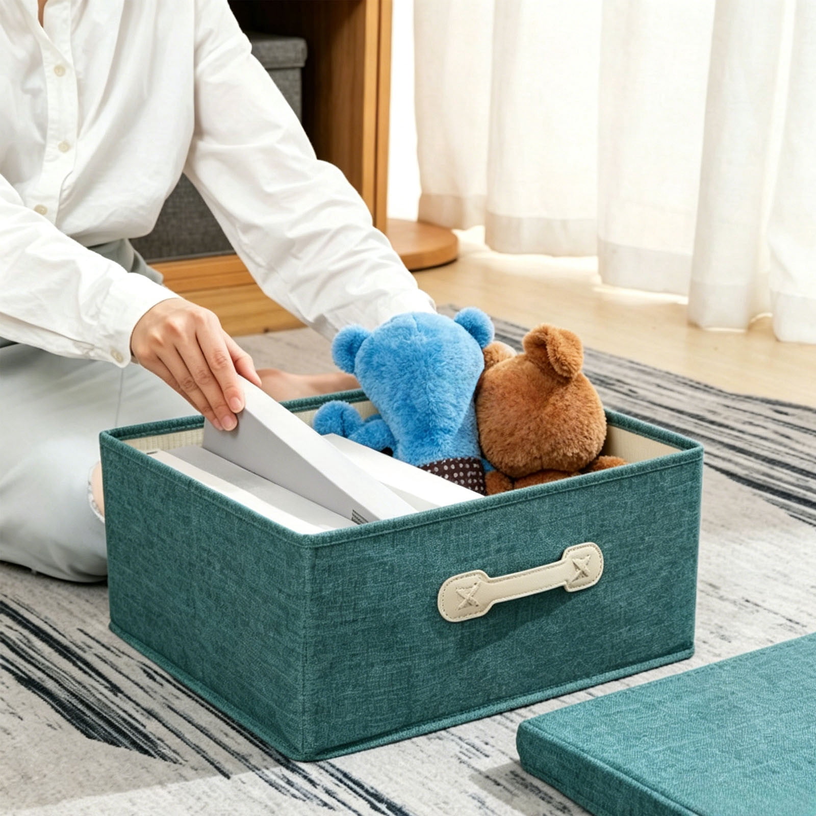 18L Linen Storage Box with Lid – Foldable Organizer Bin Stackable with ...