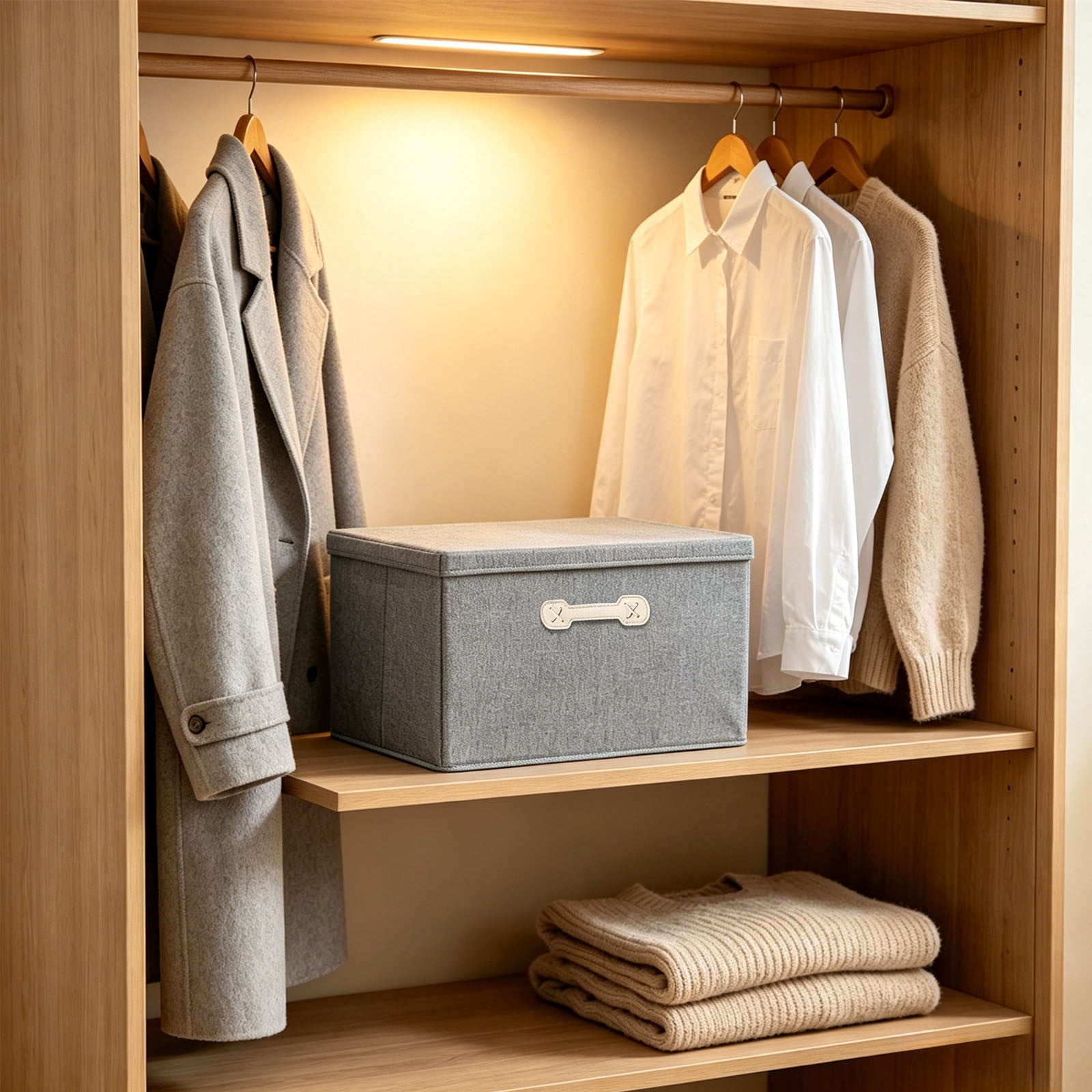 18L Solid-colored Portable Cotton Linen Mixed Fabric Clothes Storage ...