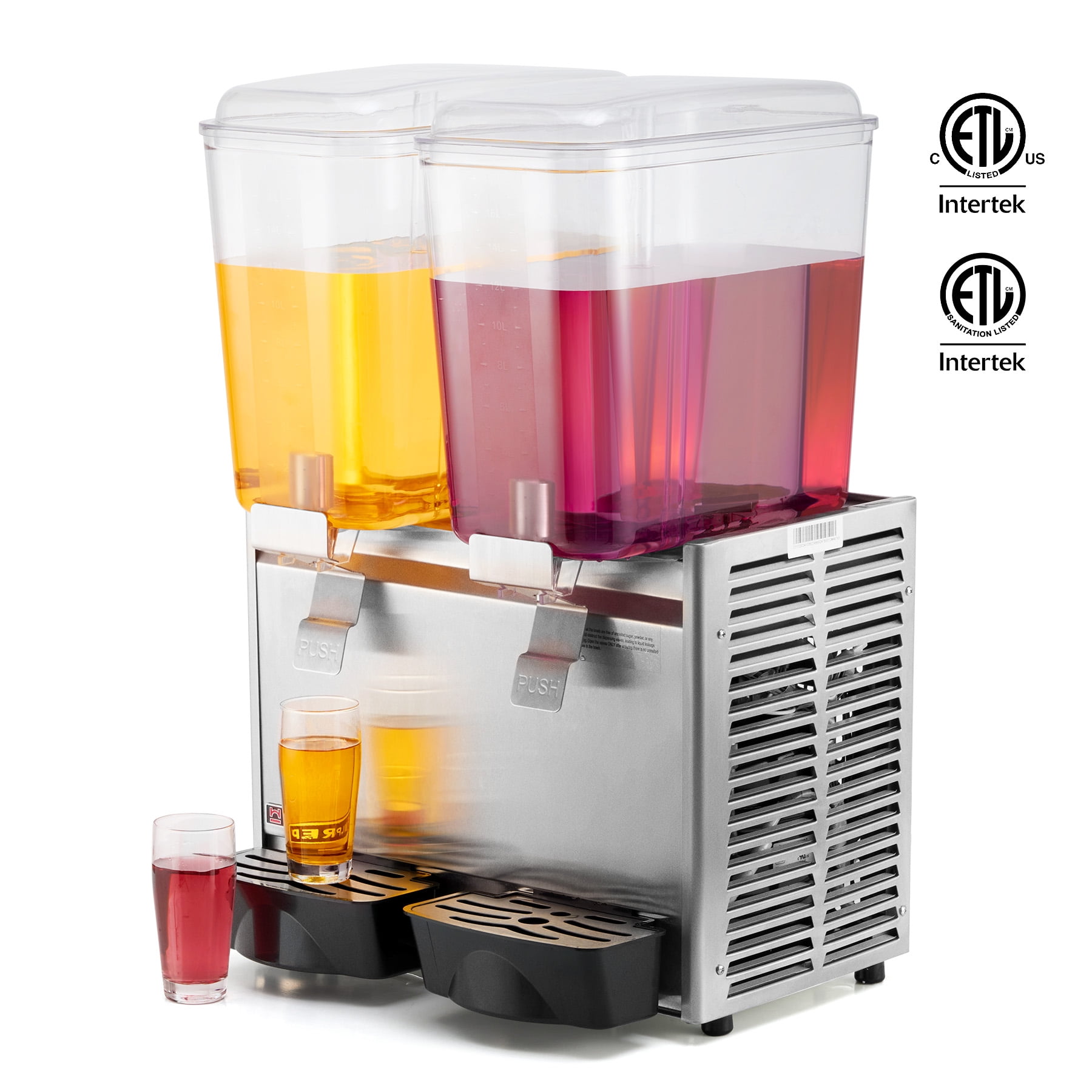 18L x 2 Commercial Beverage Dispenser,9.6 Gallon Refrigerated Juice ...