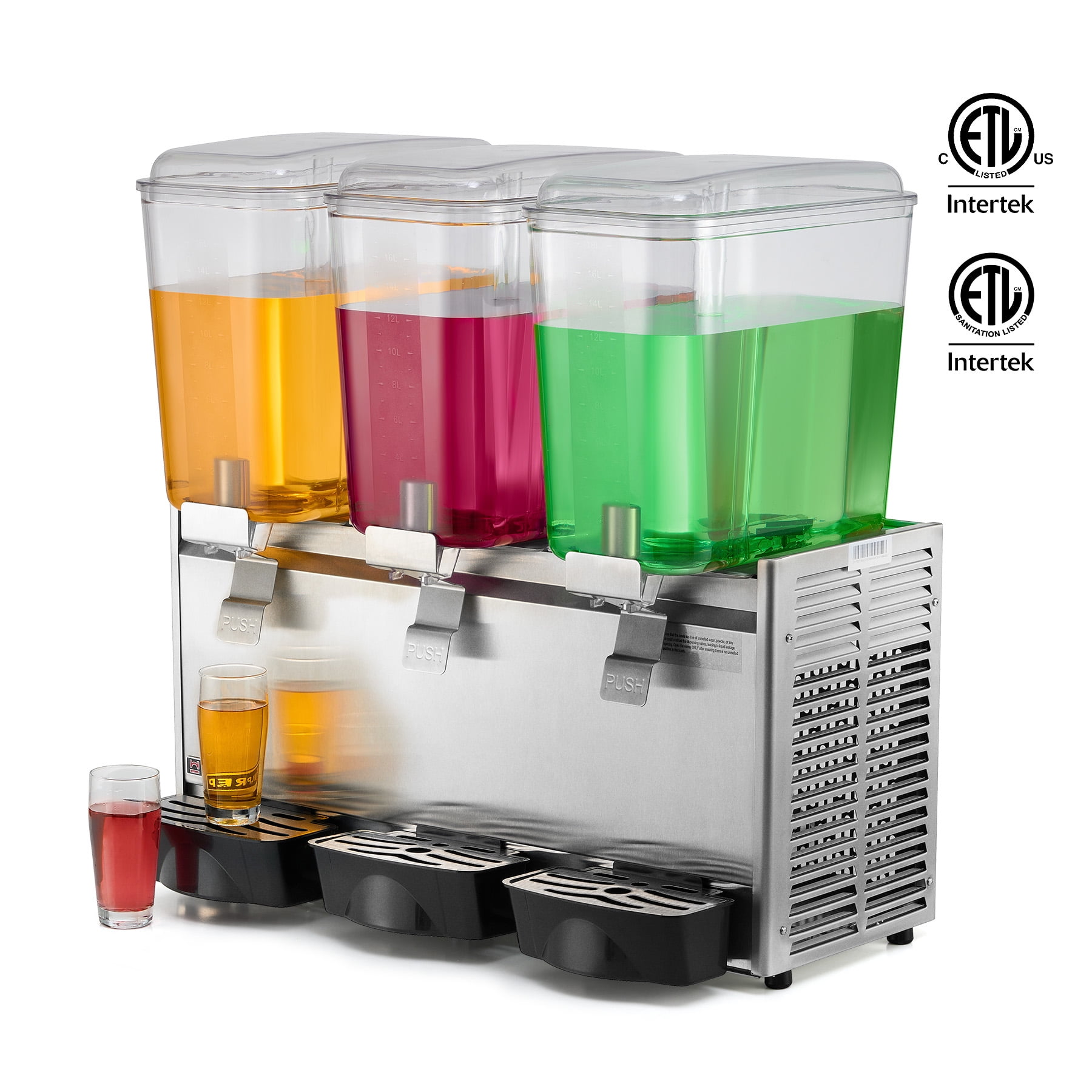 18L x 3 Commercial Beverage Dispenser,14.4 Gallon Refrigerated Juice ...