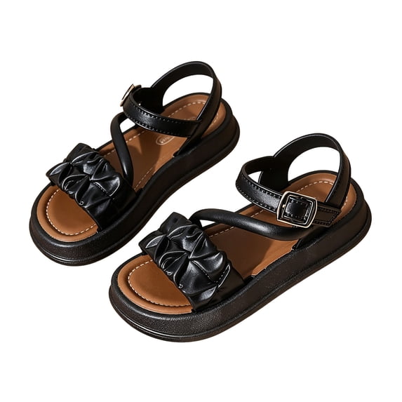 (18Months-10.5Years) Girls Ruched One-Strap Sandals Adjustable Buckle ...