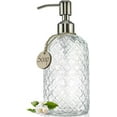 18Oz Gem Patterned Clear Glass Soap Dispenser with Rust Proof Pump ...