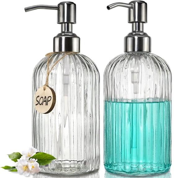 18Oz Simple Glass Soap Dispenser with Black Rust Proof Pump,Refillable ...