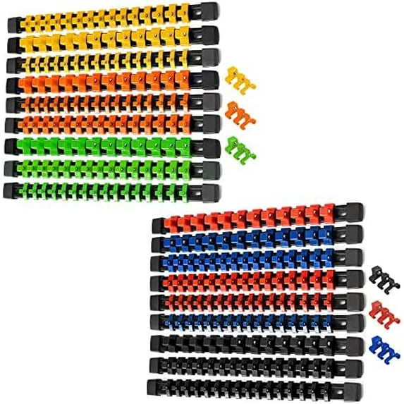 18PC ABS Socket Organizer, Socket Rails Fit 1/2 inch, 3/8 inch and 1/4 ...
