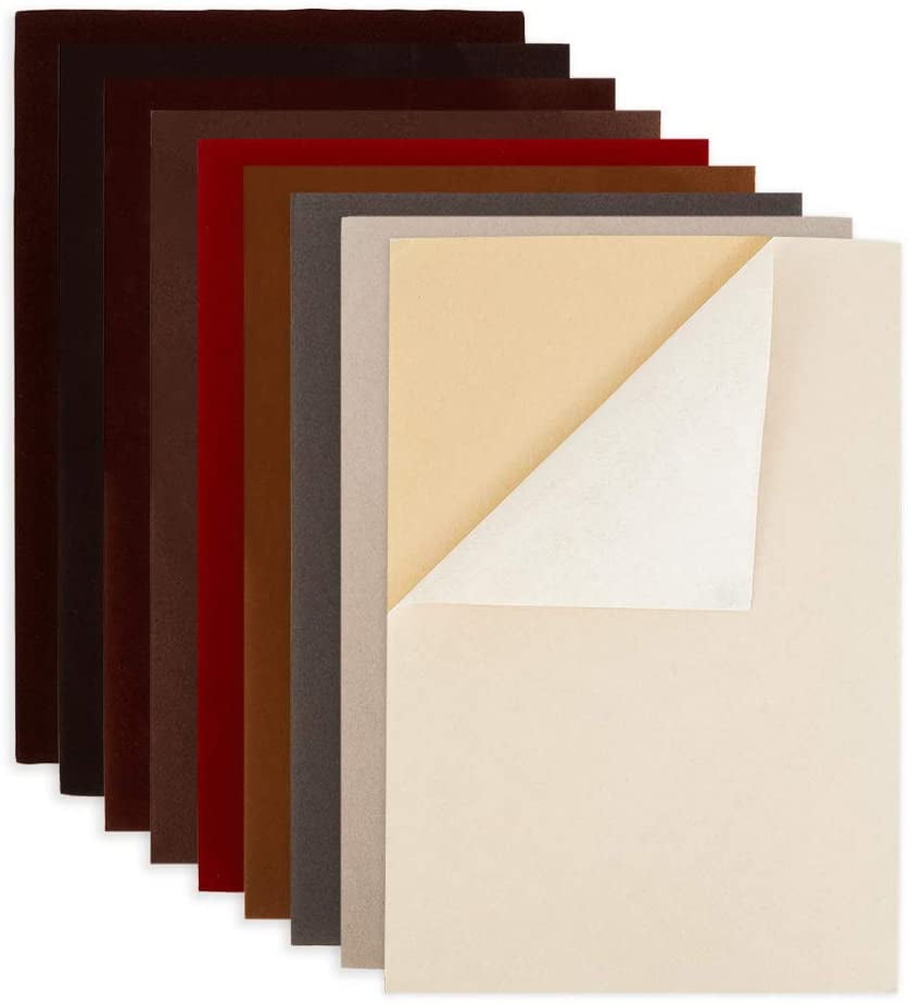 18PCS 9 Color Velvet Fabric Sticky Back Adhesive Back Sheets A4 Sheet ...