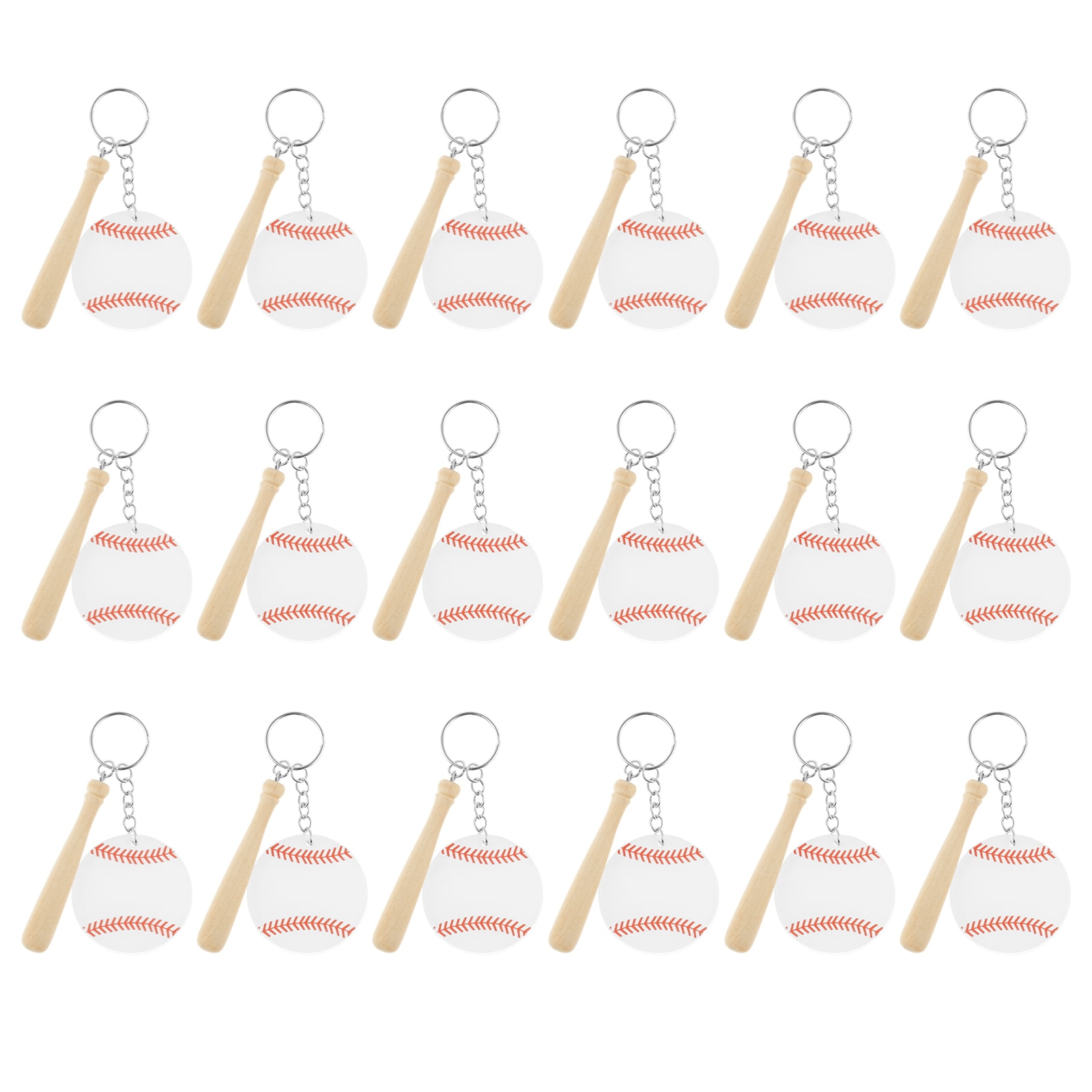 18PCS Acrylic Baseball Keychain Bulk Pack for Bog Bag Mini Baseball Bat ...