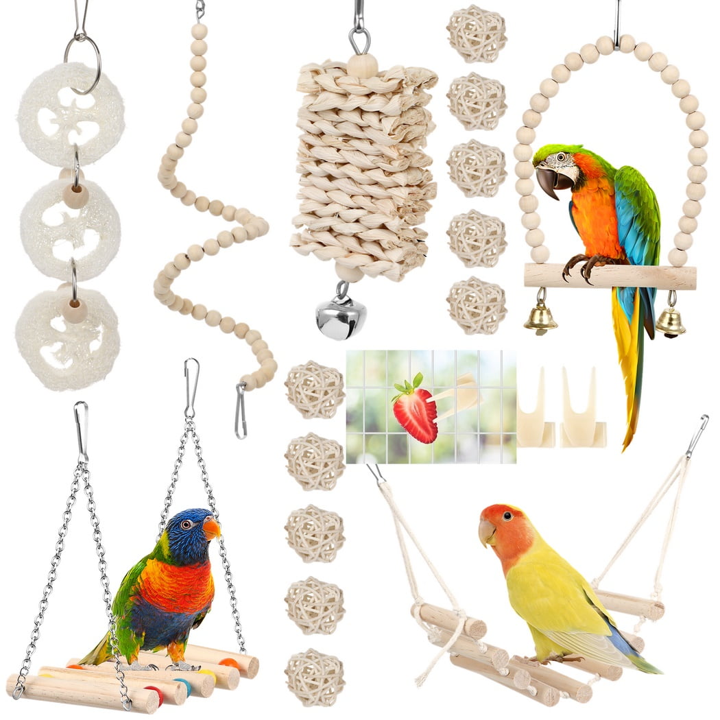 18PCS Bird Parrot Toys, Bird Parrot Swing Toys, Bird Cage Accessories ...