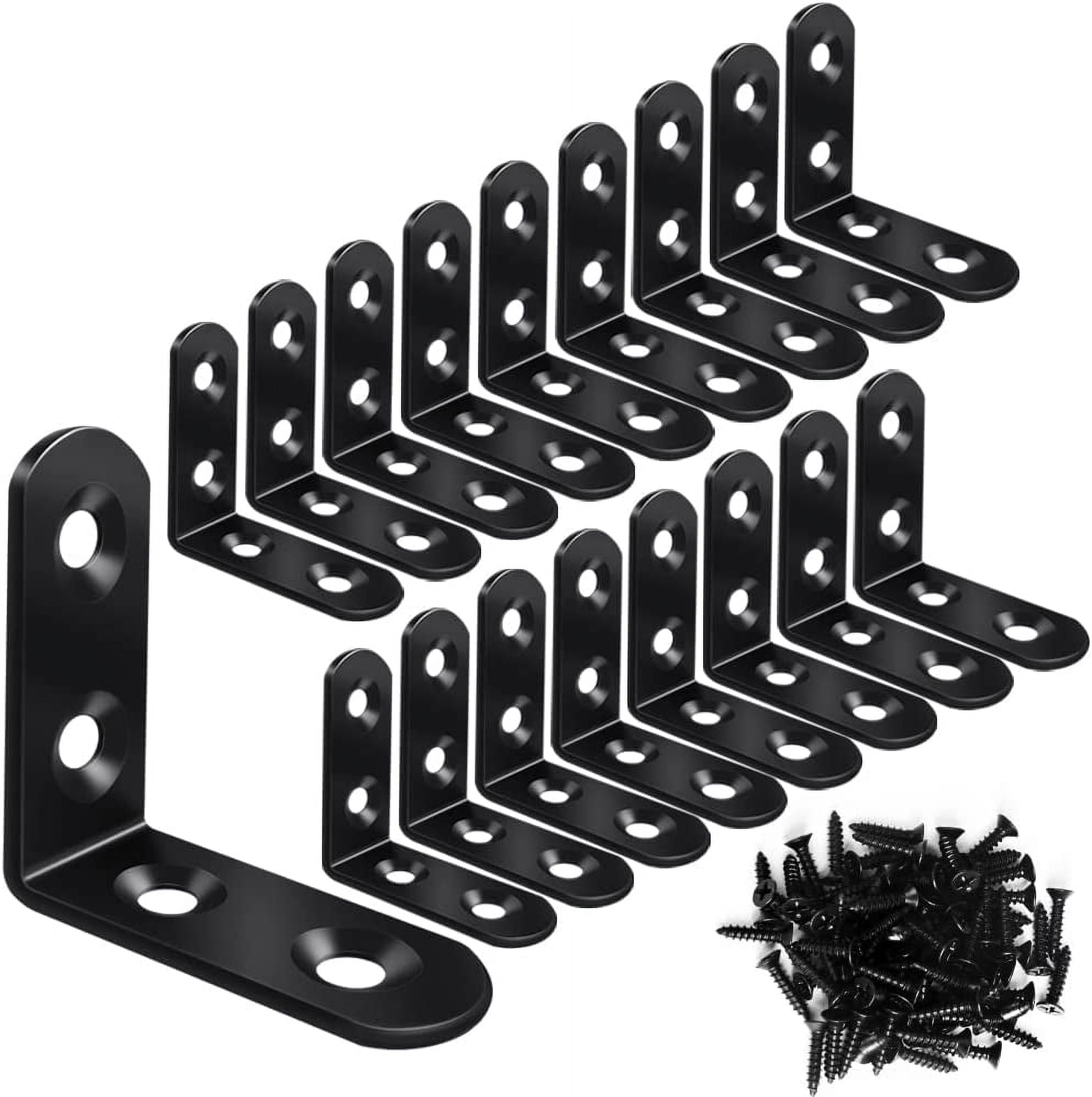 18PCS Black L Bracket Corner Brace, Stainless Steel L Brackets for Wood ...