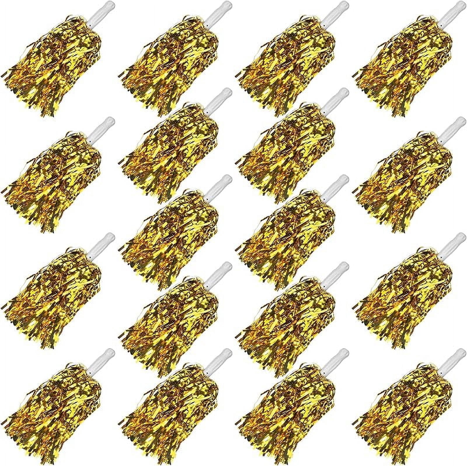 18PCS Cheerleading Pom Poms Metallic Foil Plastic Pom Poms with Baton ...
