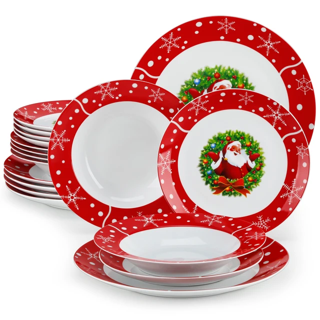 18PCS Christmas Dinnerware Set – Santa Claus Style Plates, Mugs, and ...
