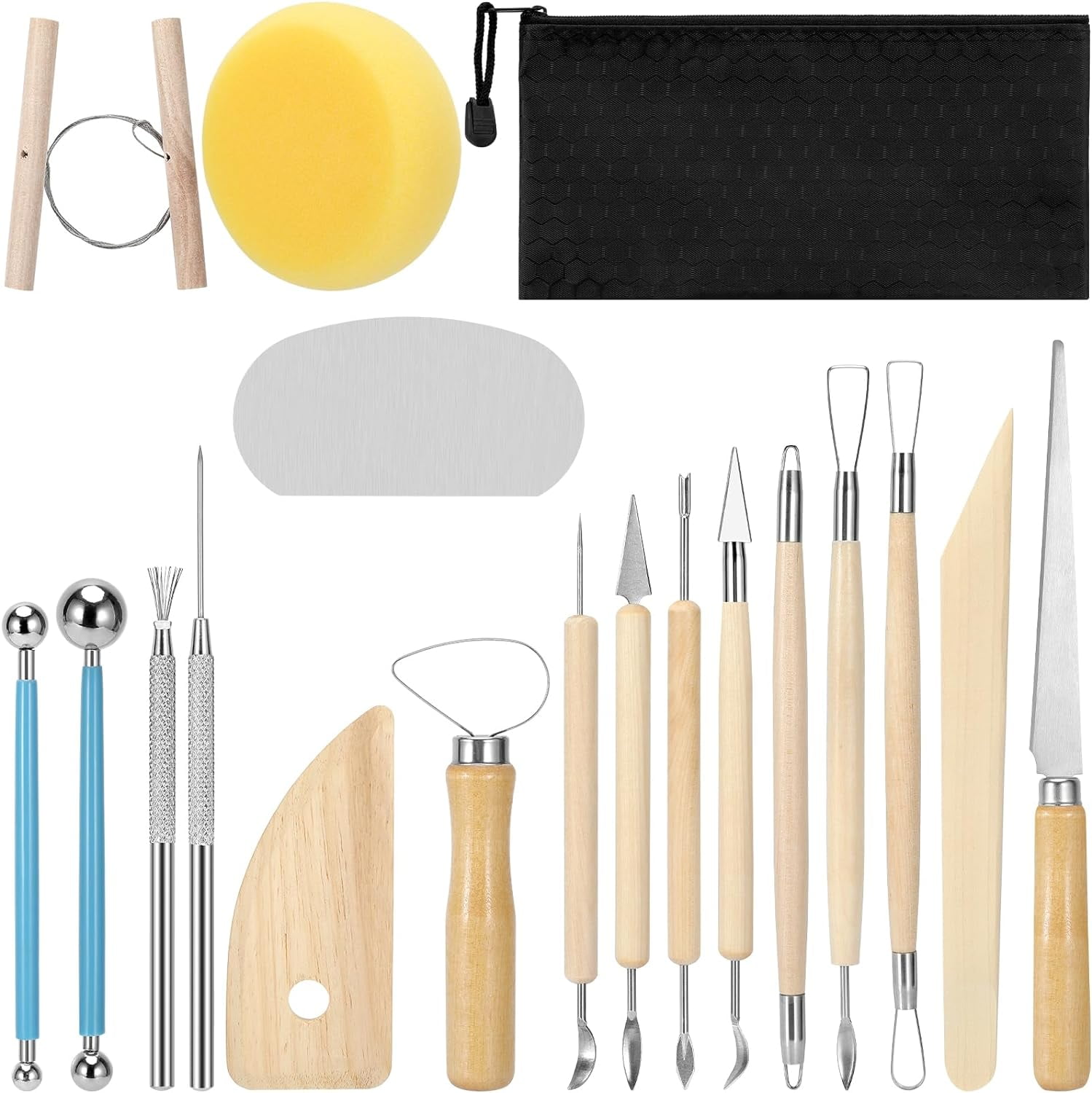 18PCS Clay Sculpting Tools, Basic Clay Pottery Carving Tool Kit with ...