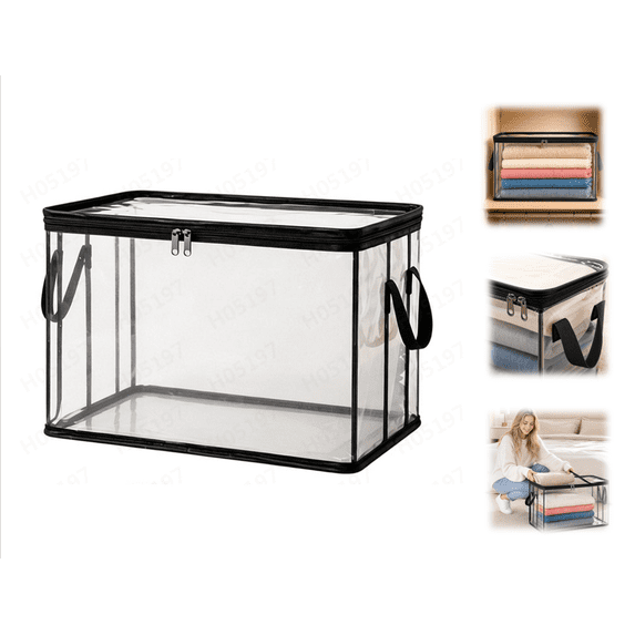 18PCS Clear Plastic Clothes Storage Bags with Zippers and Handles ...