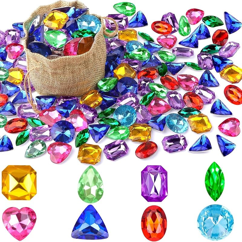18PCS Diving Gem Pool Toys, Acrylic Big Colorful Diamonds Pirate ...