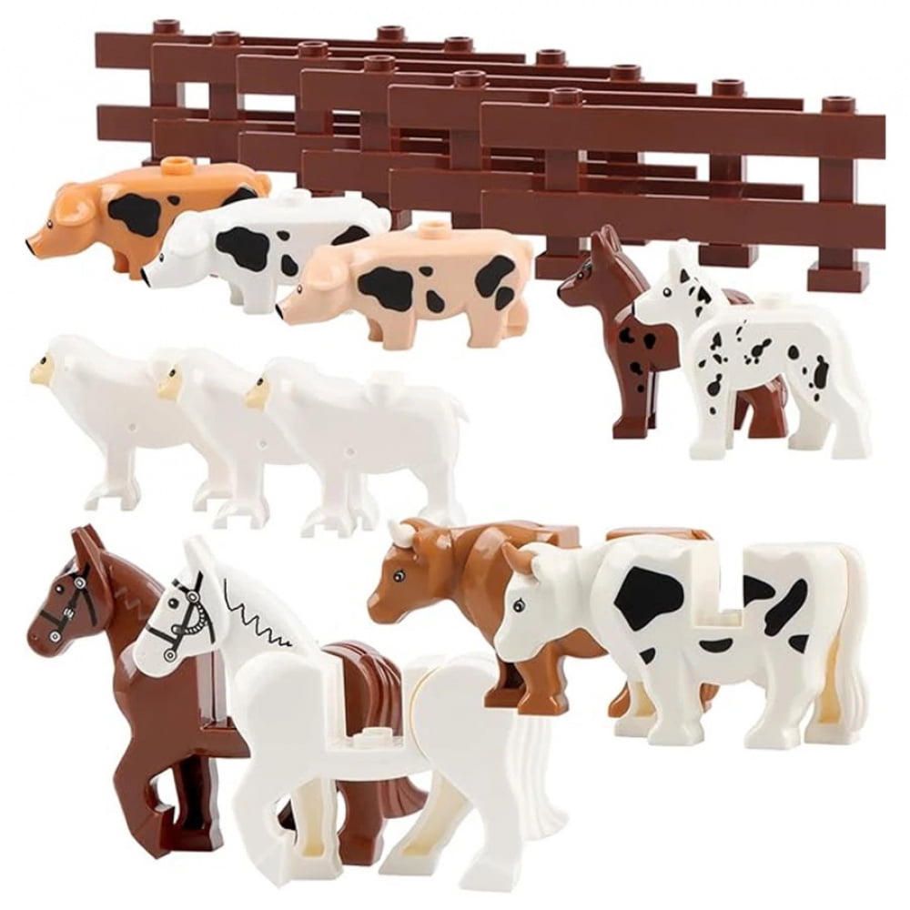 18PCS Farm Animals Toy Building Block Sets MOC Accessories Bricks Horse ...