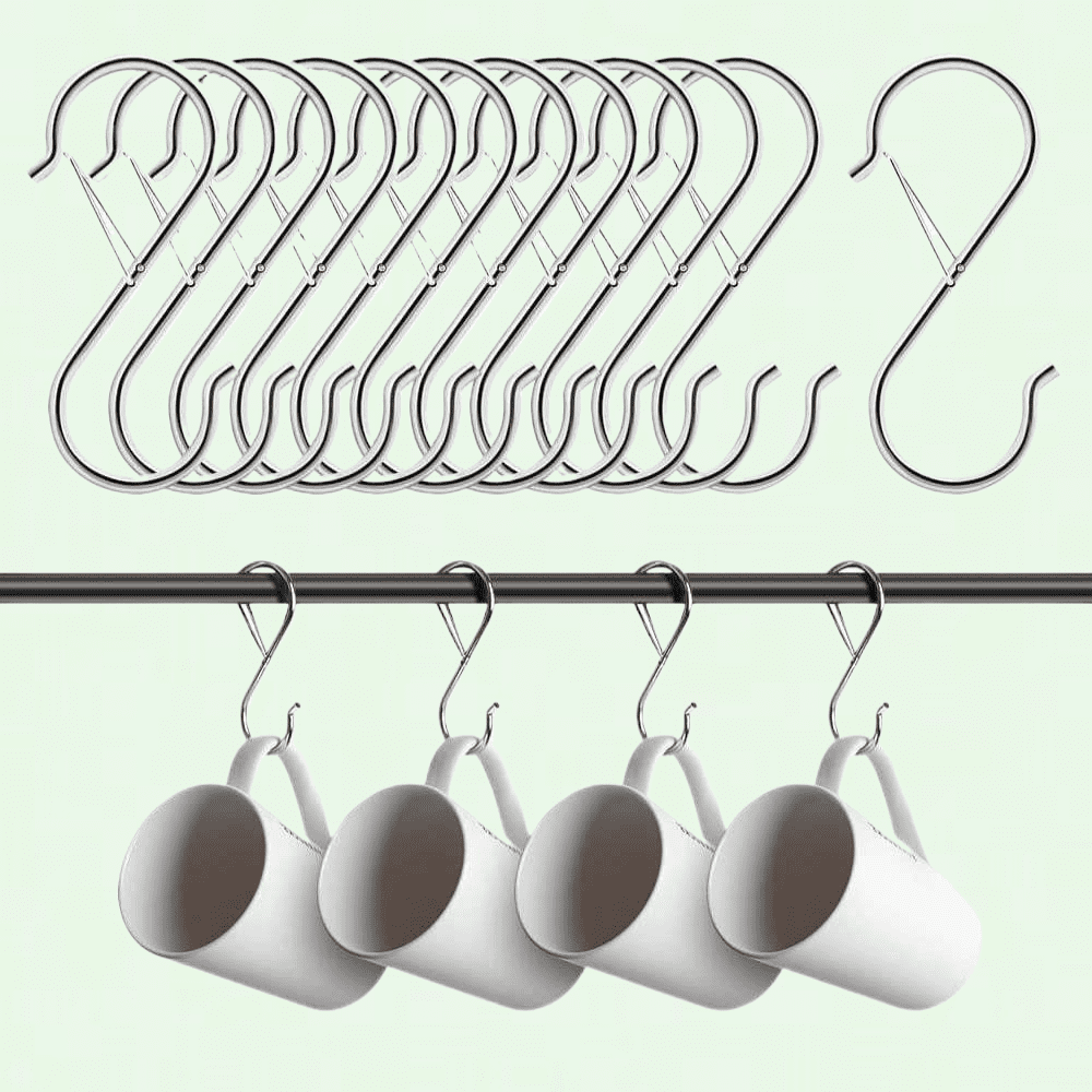 18PCS Heavy Duty S Hooks for Hanging, Locking S Hooks for Racks Shelf ...