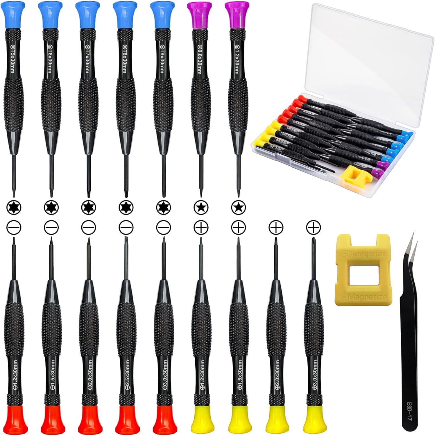 18PCS Mini Precision Screwdriver Set With Case, Magnetic Small Flathead ...
