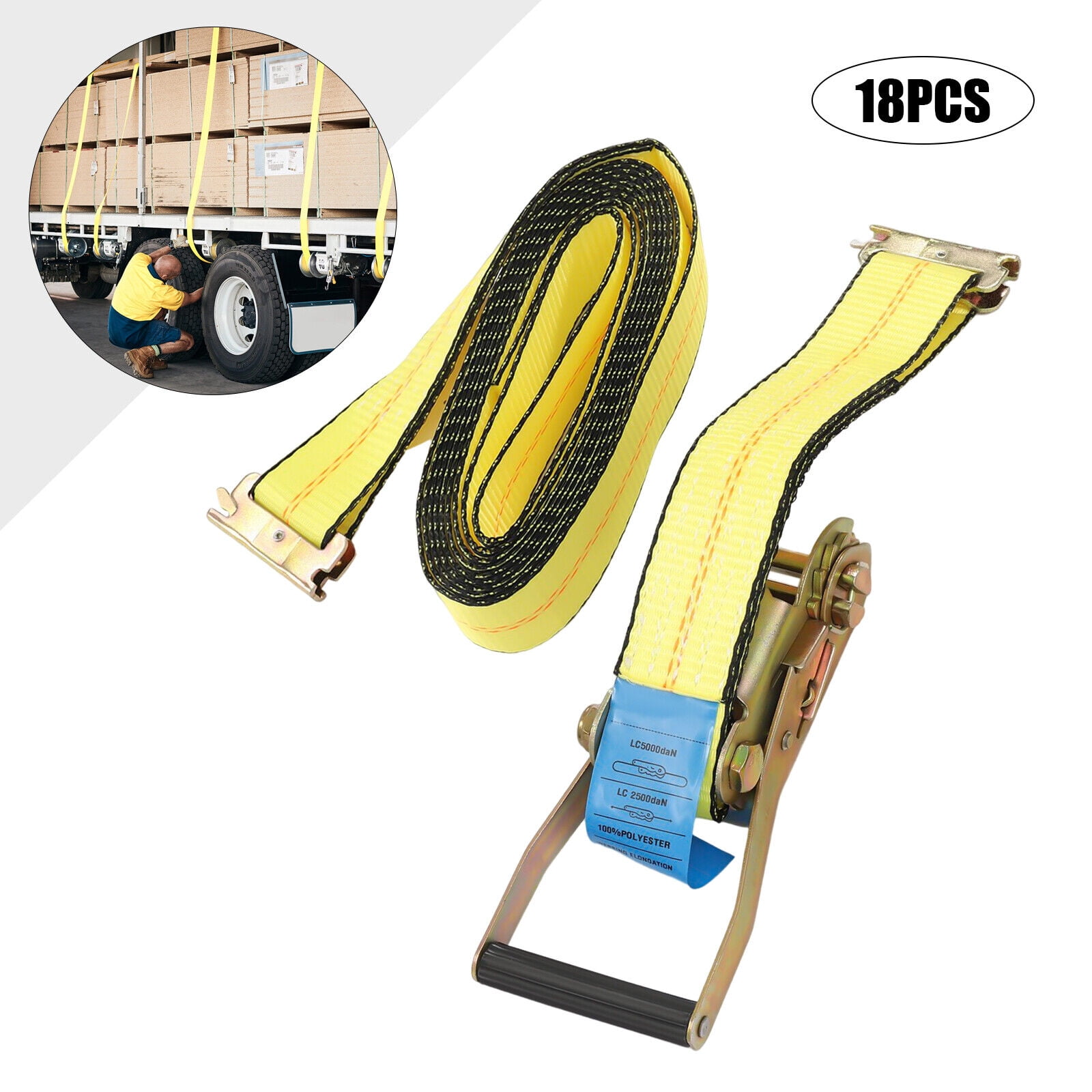 18PCS Ratchet Lashing Straps Car Luggage Bag Cargo Lashing Strap ...