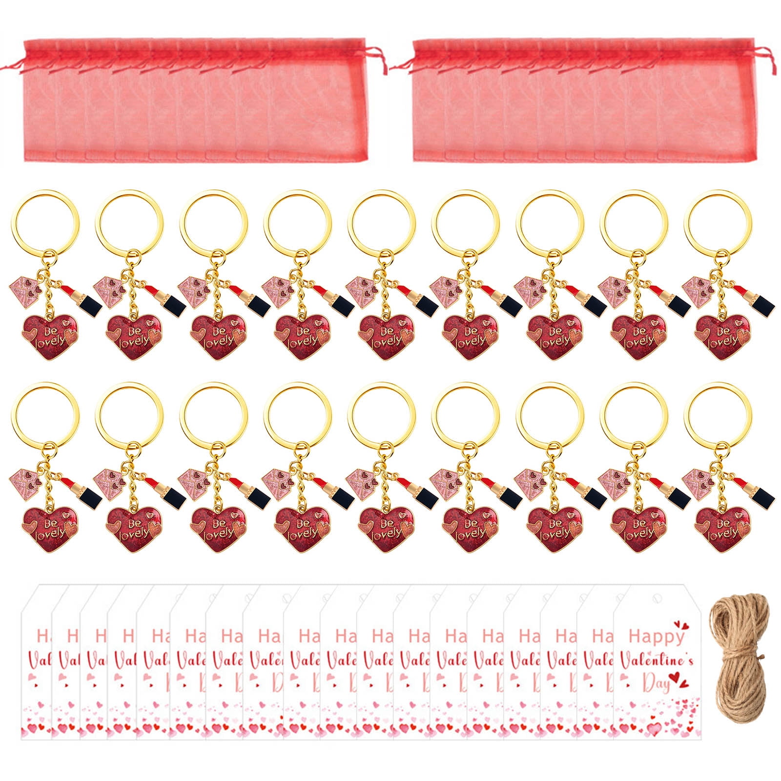 18PCS Romance Lipsticks Keychains Set Kirsite Heart Party Supplies With ...