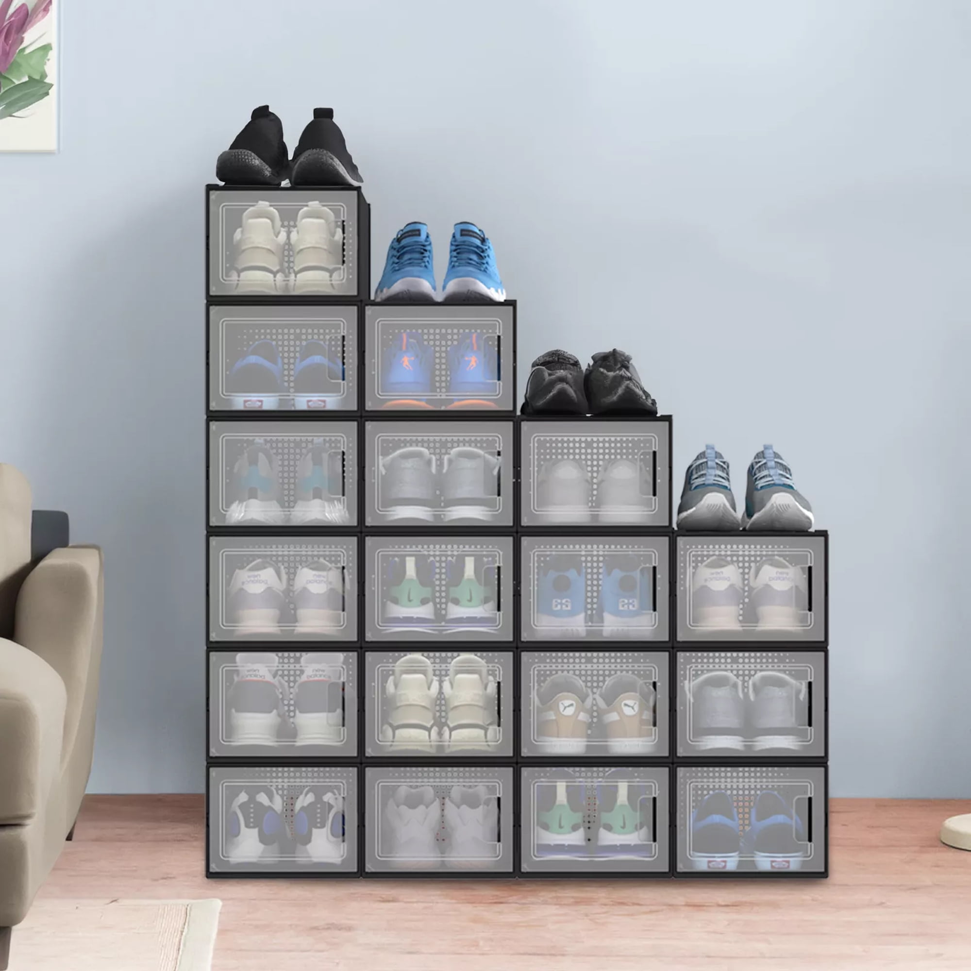 Trendhaus 18 PCS XL Stackable Clear Shoe Storage Boxes - New - Walmart.com