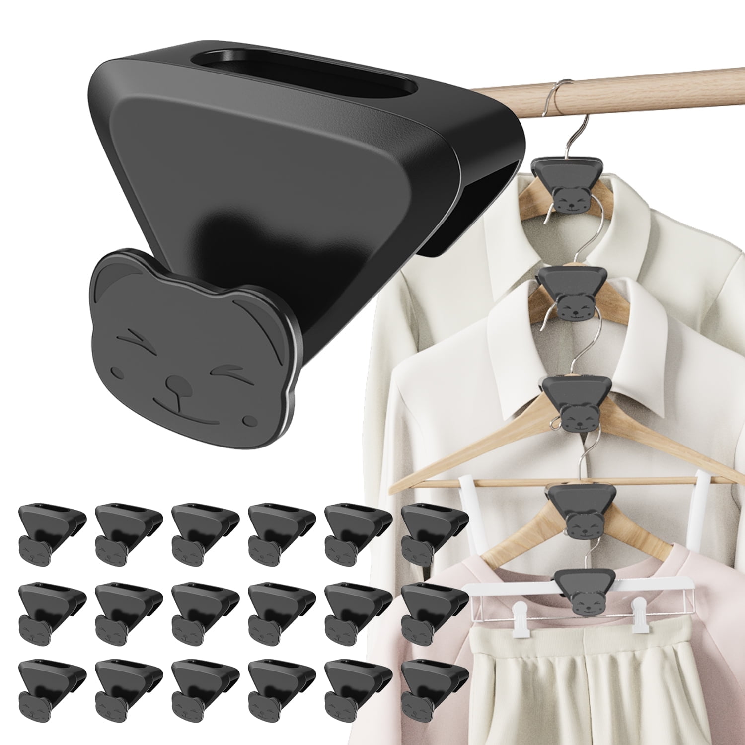 ENLOY 18PCS Space Saving Hanger Extensions, Heavy Duty Bear Shaped ...