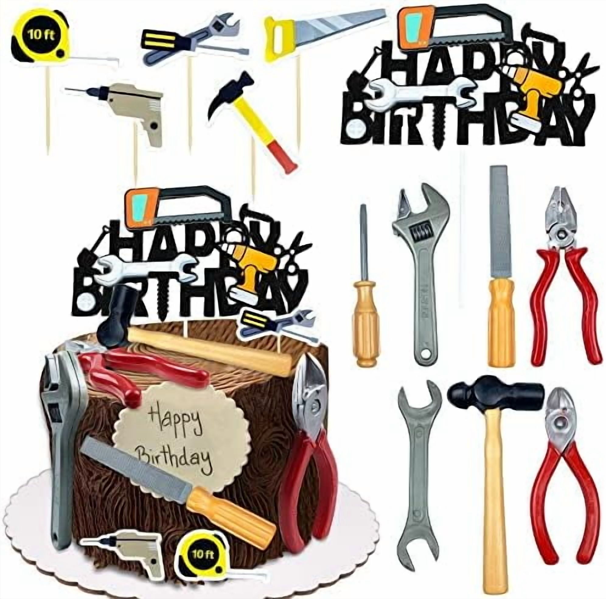 18PCS Tools Cake Topper Tools Cake Decorations Toolbox Wrench Hammer ...