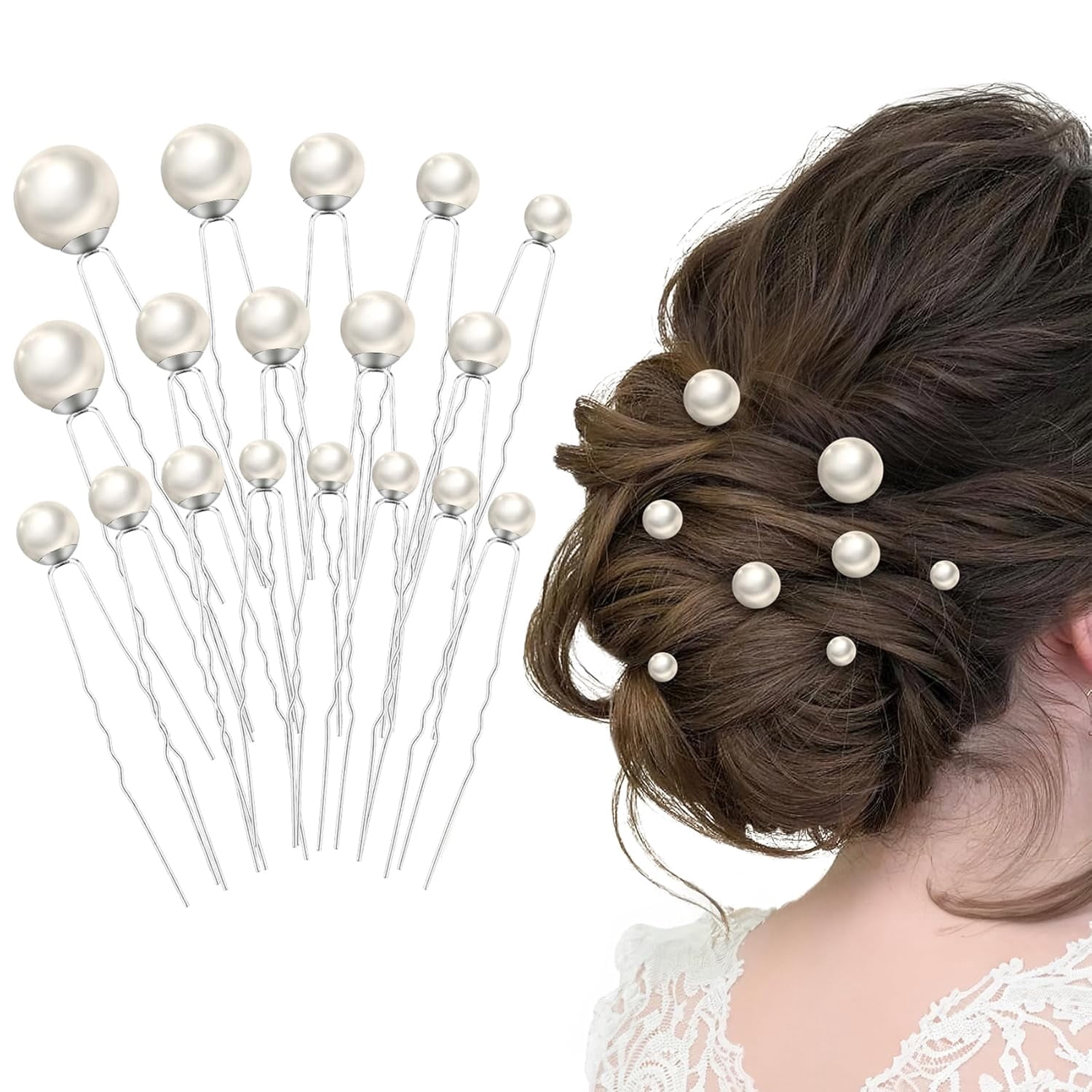 18PCS Wedding Pearl Hair Pins Bridal Pearl Rhinestone Wedding Hair ...