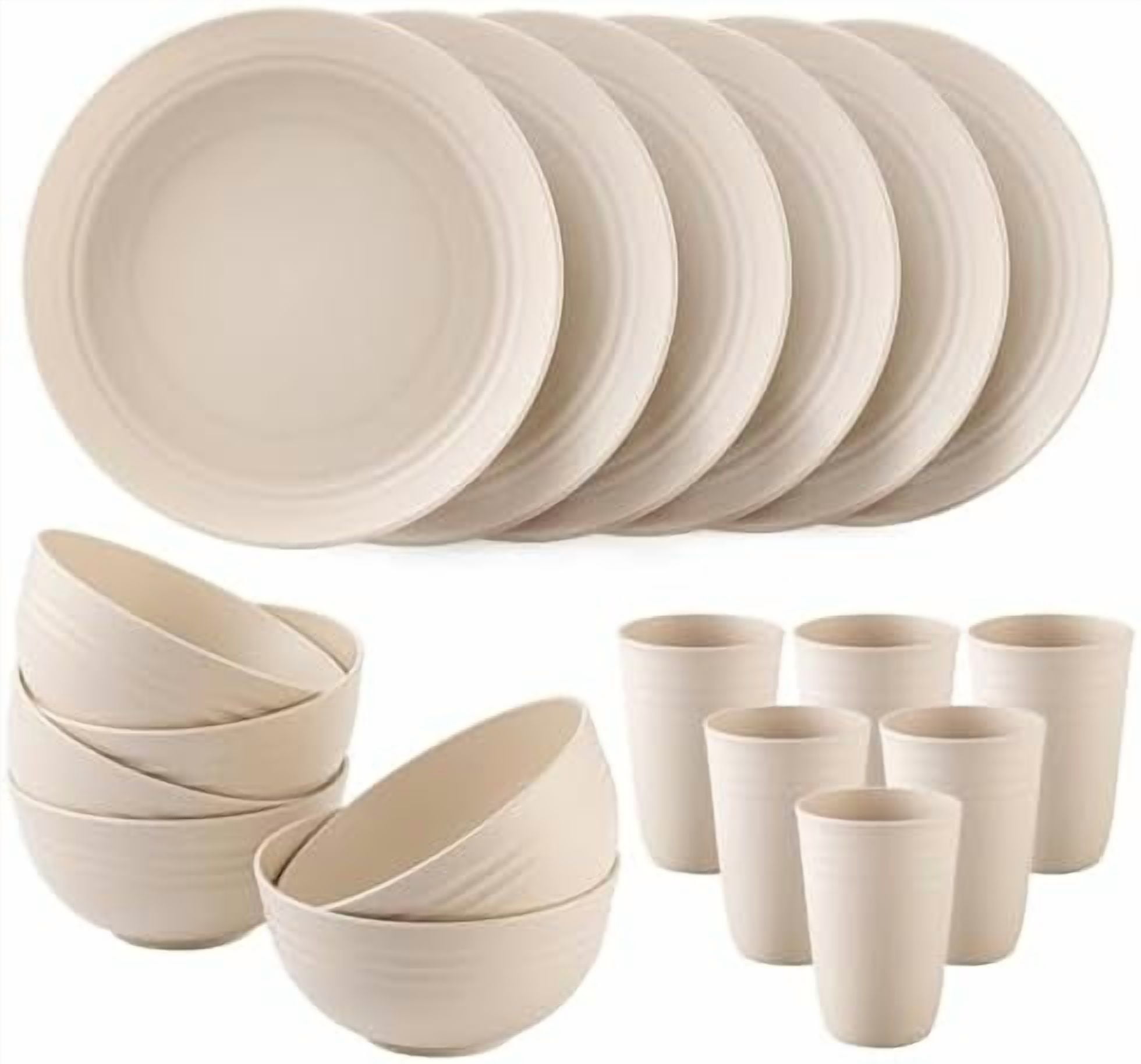 18PCS Wheat Straw Dinnerware Sets Unbreakable Dinnerware Set ...