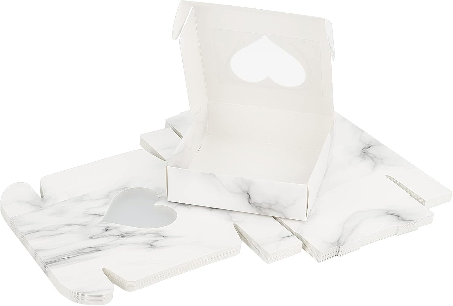 18PCS White Gift Box 10cm(4”) Folded Kraft Paper Favor Boxes Marble ...