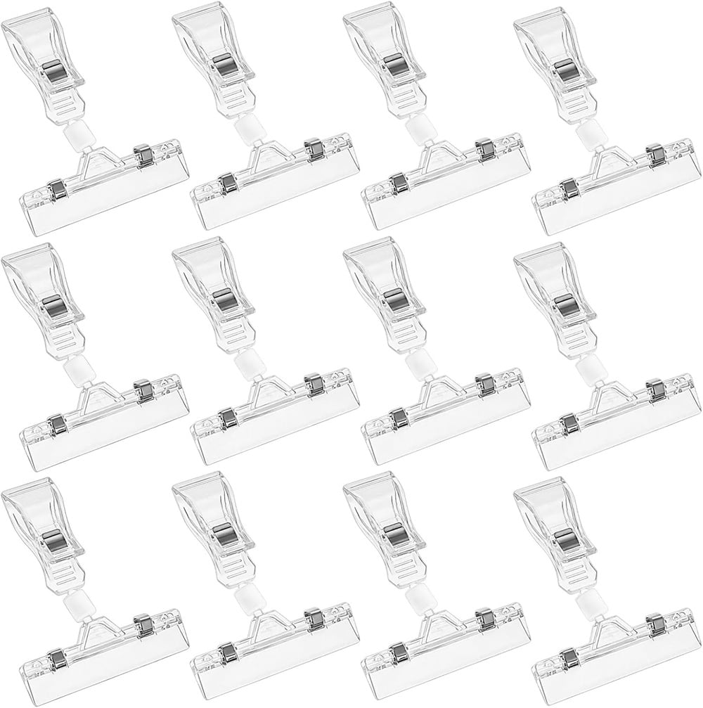 18Pack Clear Plastic Rotatable Tags Clip,Acrylic Sign Clips,Store Sign ...