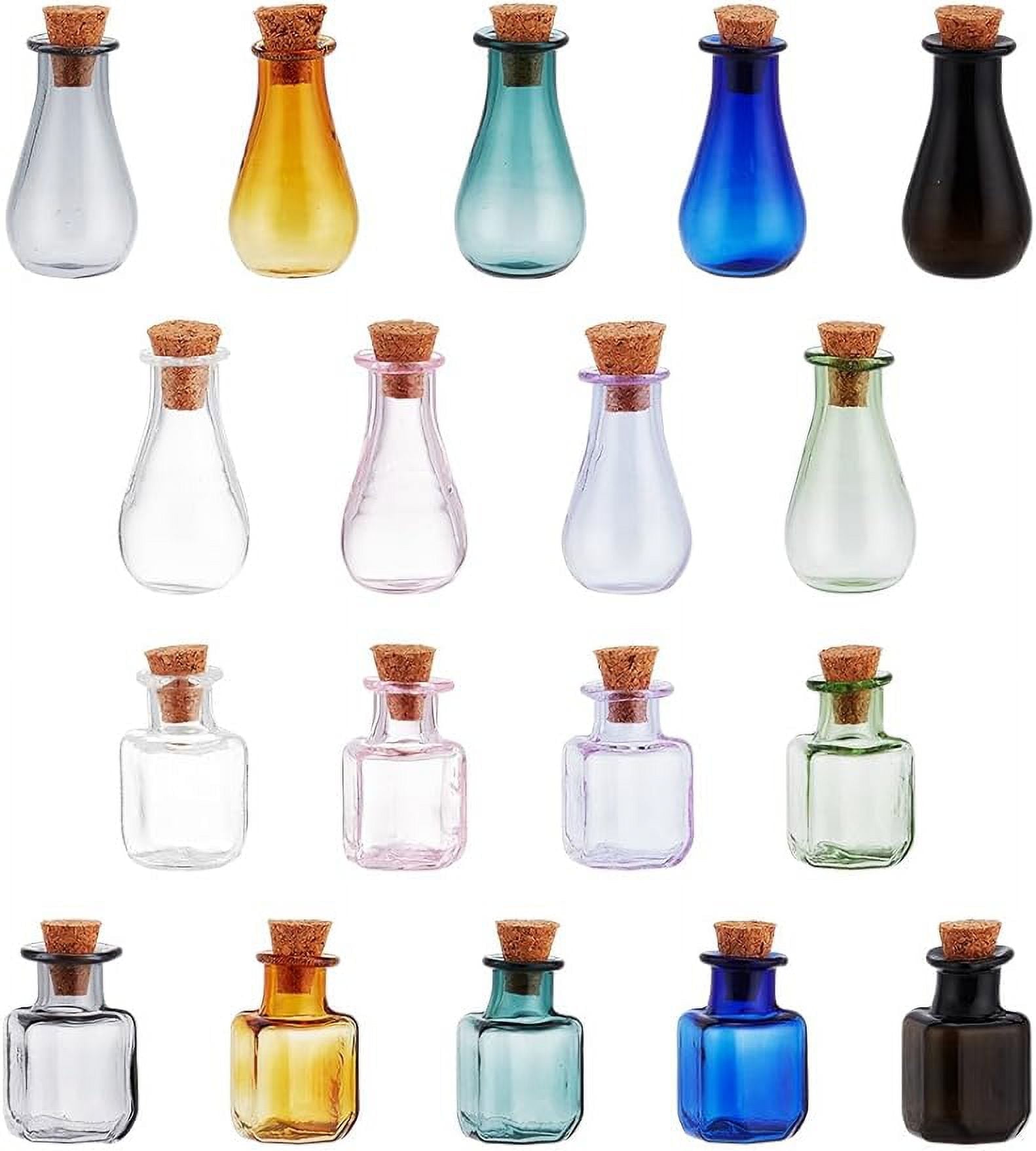 18Pack Mini Potion Bottle 2 Shapes Multi Color Cork Stoppers Glass ...