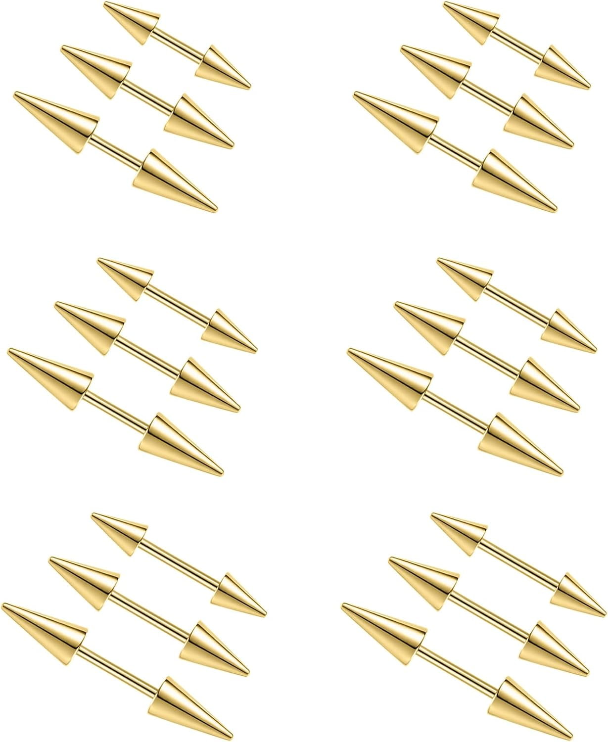 18Pcs 16G Spike Eyebrow Piercing Jewelry, Curved Barbell Vertical ...
