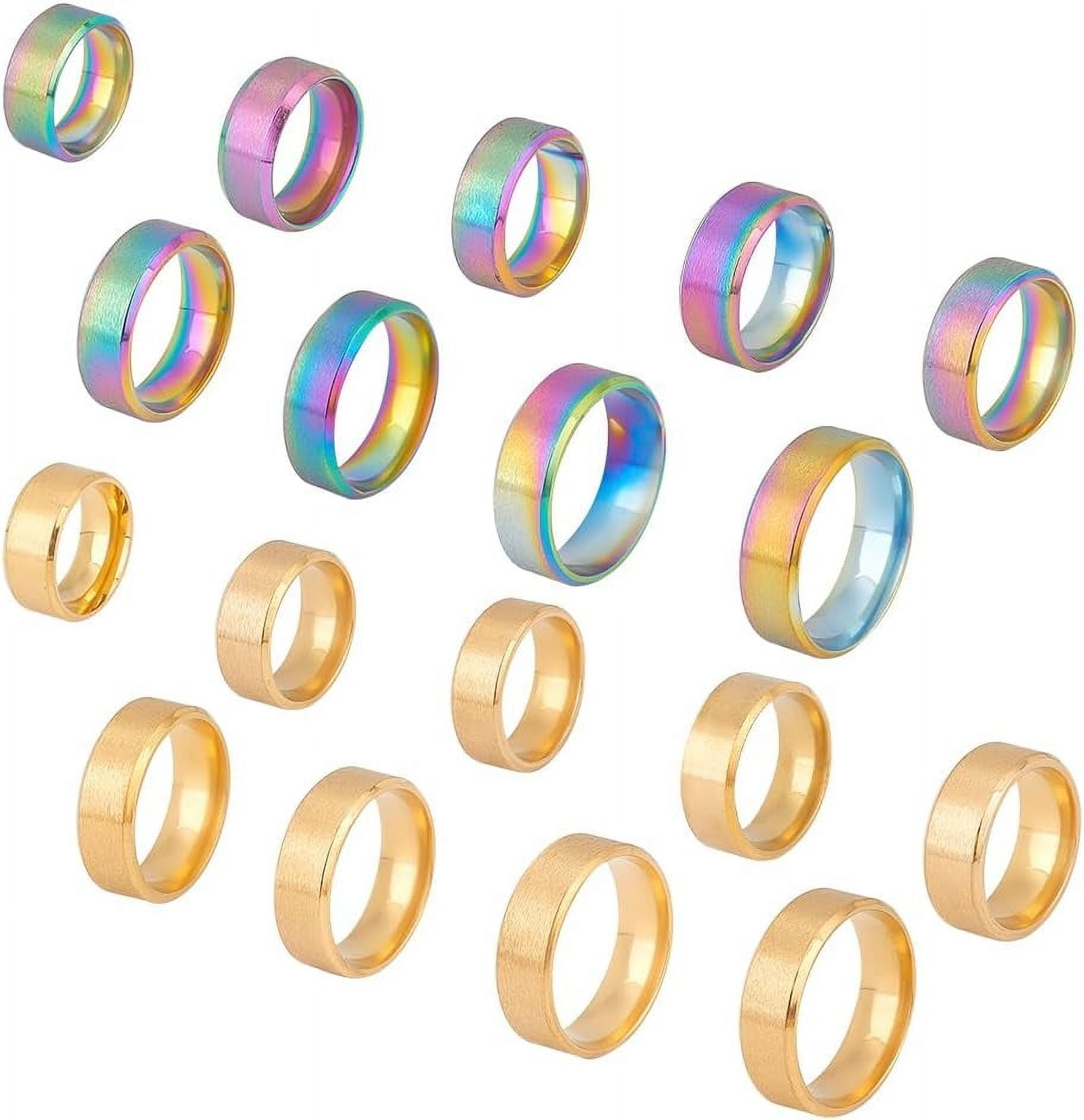 18Pcs 18 Styles Titanium & 201 Stainless Steel Plain Band Finger Rings ...