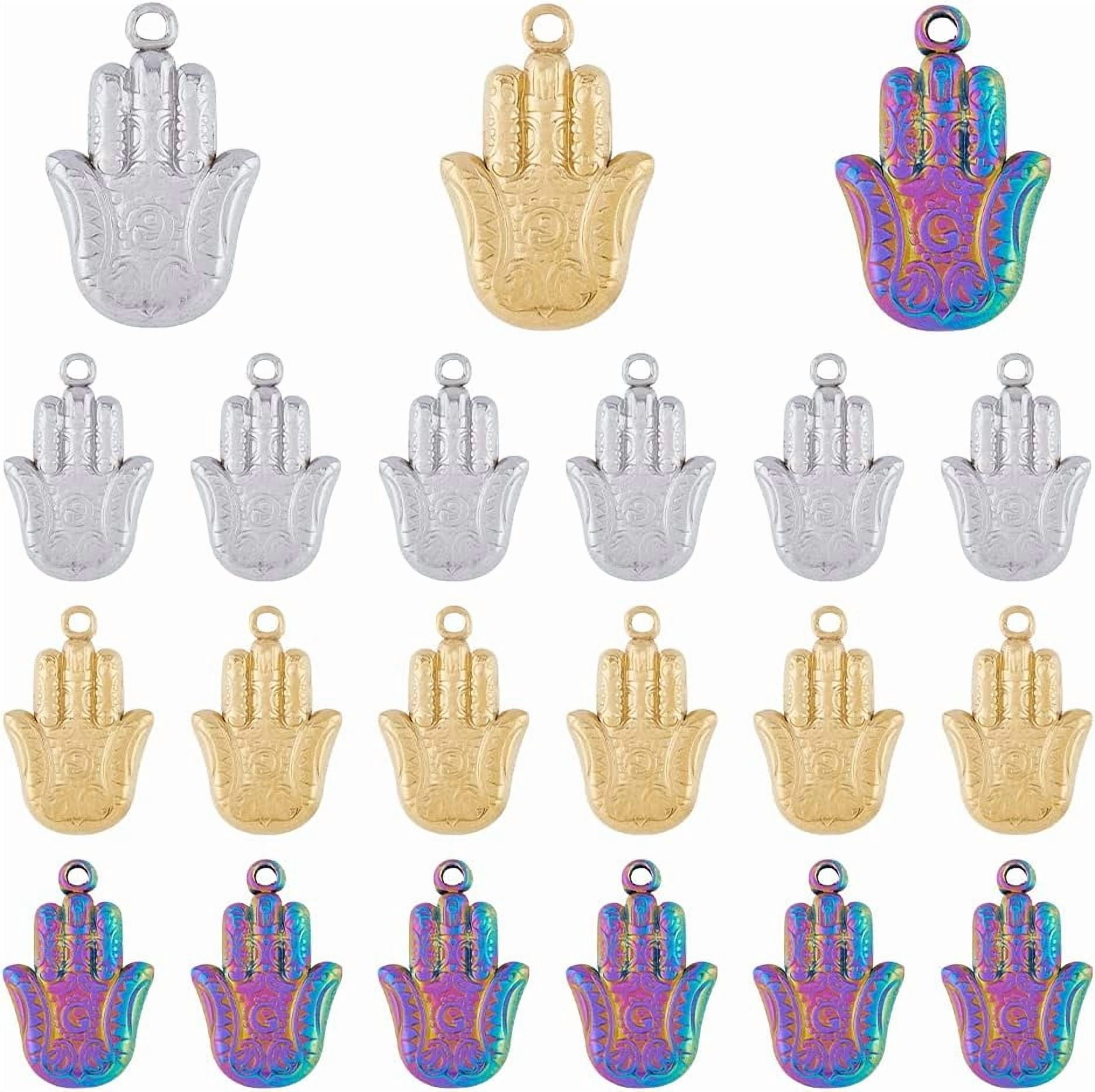 18Pcs 3 Colors Hamsa Hand Charms 3D Palm of Hand Pendants Golden and ...