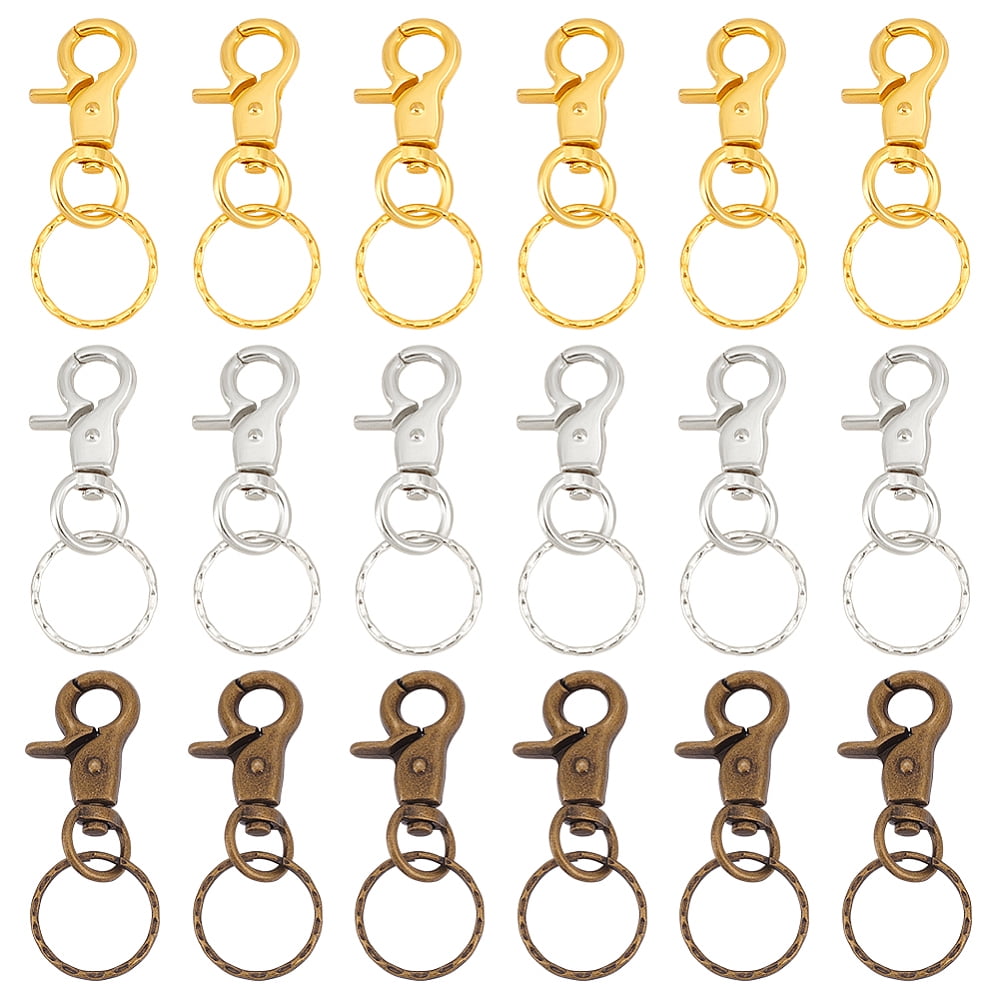 18Pcs 3 Colors Iron Swivel Clasps with Key Rings Mixed Color 67x25mm ...