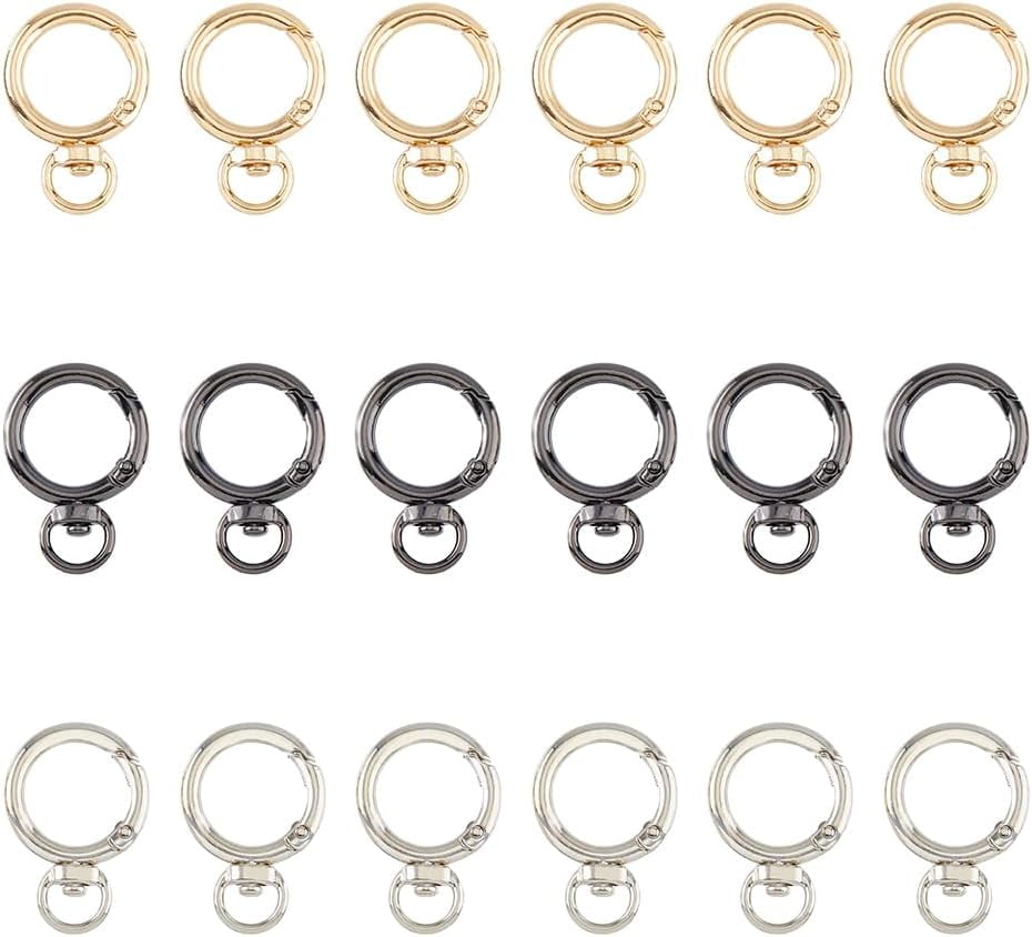 18Pcs 3 Colors Keychain Clips Round Swivel Clasp Alloy Snap Hooks 1.06 ...